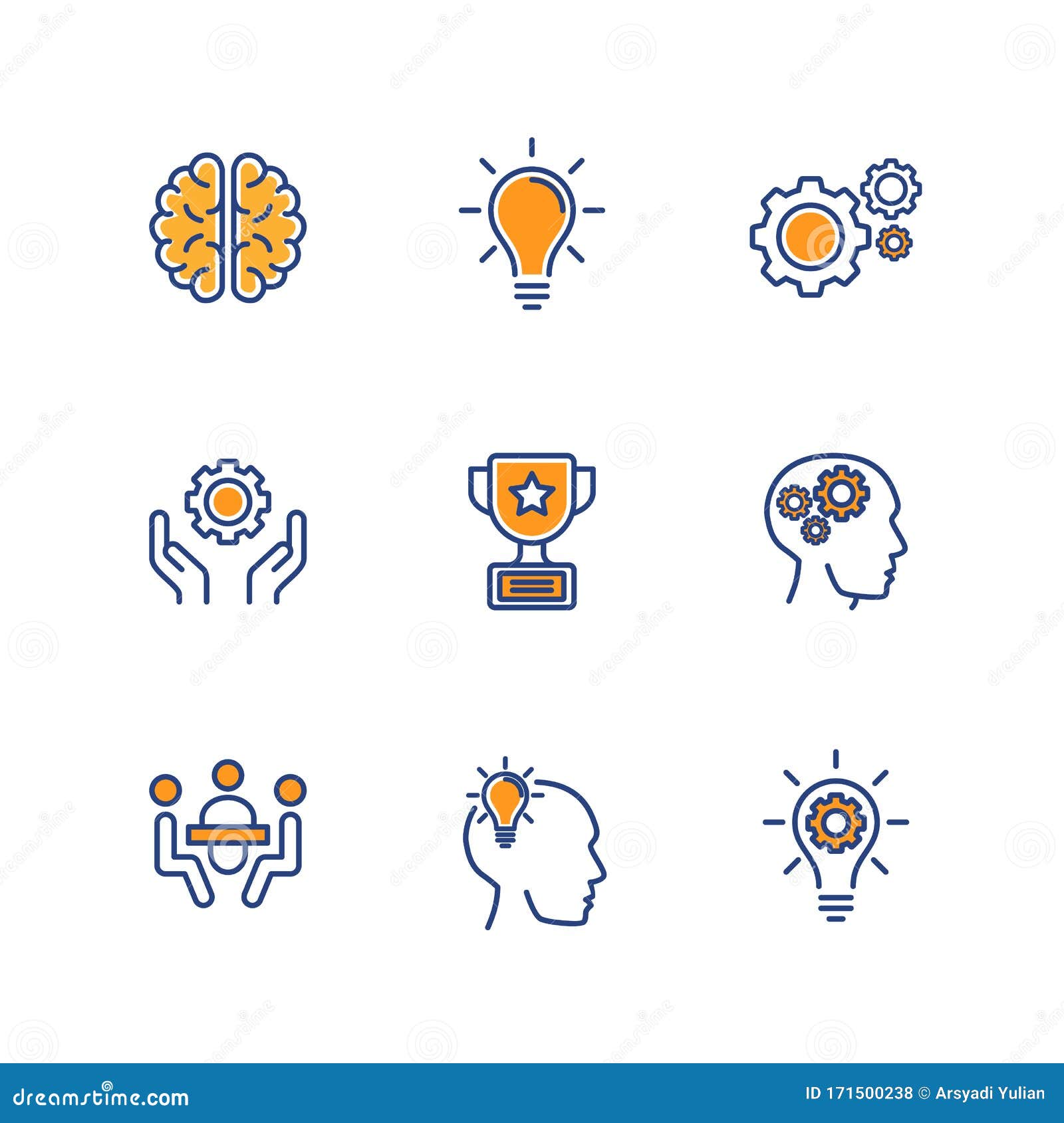 Brain, Brainstorming, Idea, Creativity Two Color Semi Filled Line Icon ...