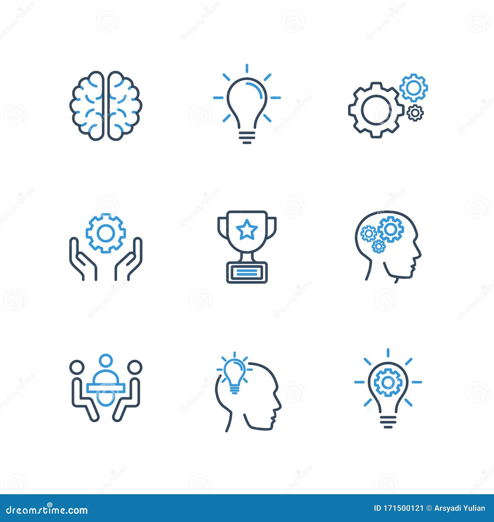 Brain, Brainstorming, Idea, Creativity Two Tone Line Icon Set Vector ...