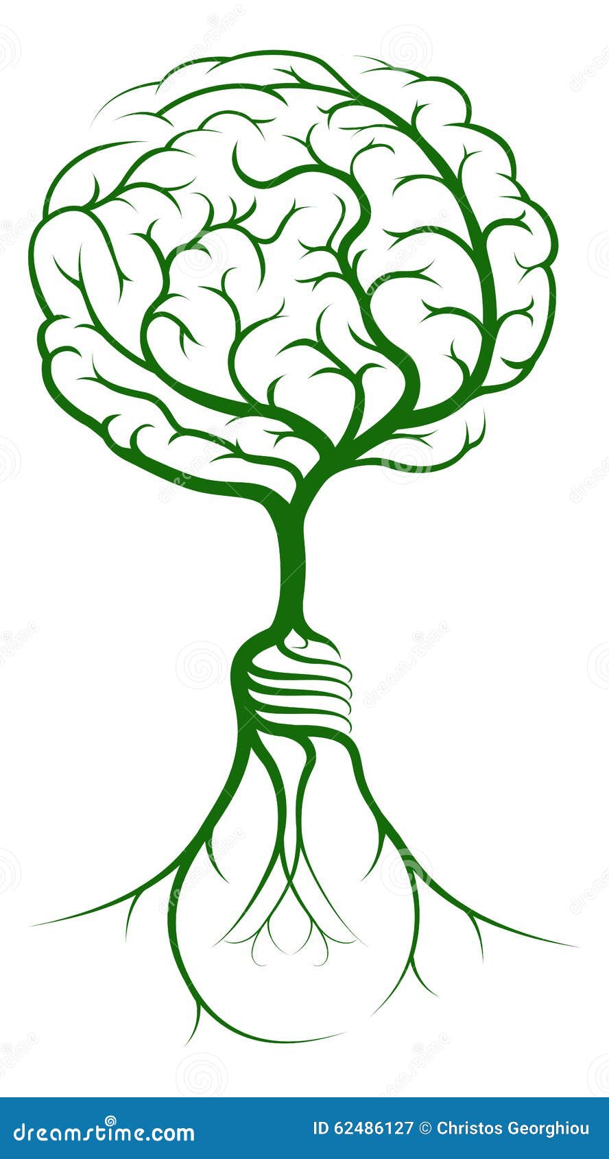 Brain Branches Light Bulb Roots Stock Vector - Illustration of graphic ...