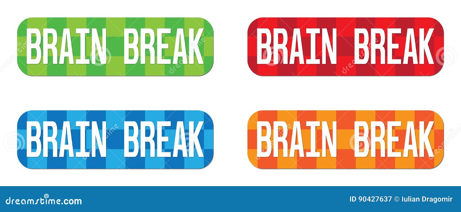 BRAIN BREAK Text, on Rectangle, Zig Zag Pattern Stamp Sign. Stock ...