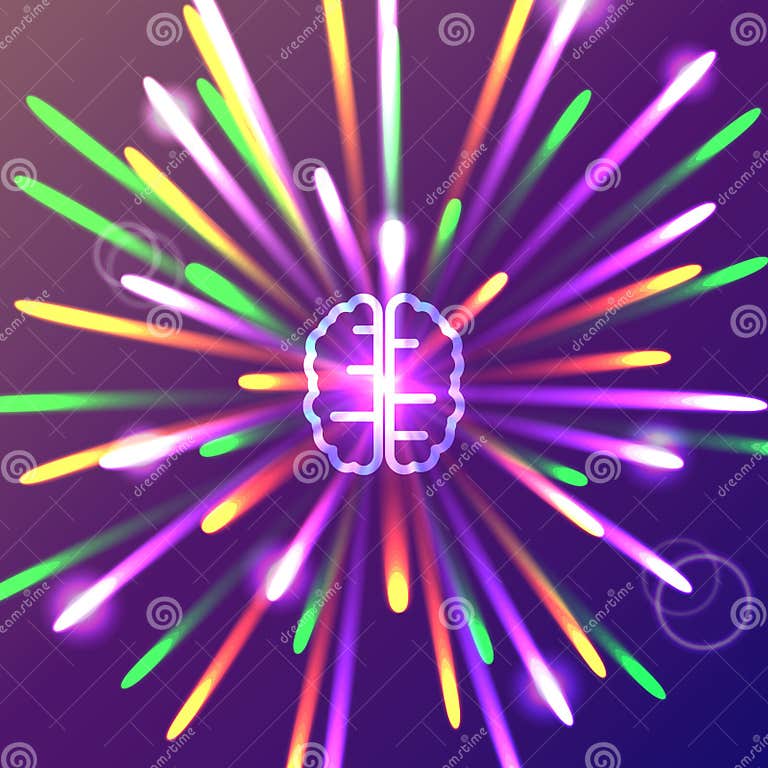 Brain with bright firework stock vector. Illustration of knowledge ...