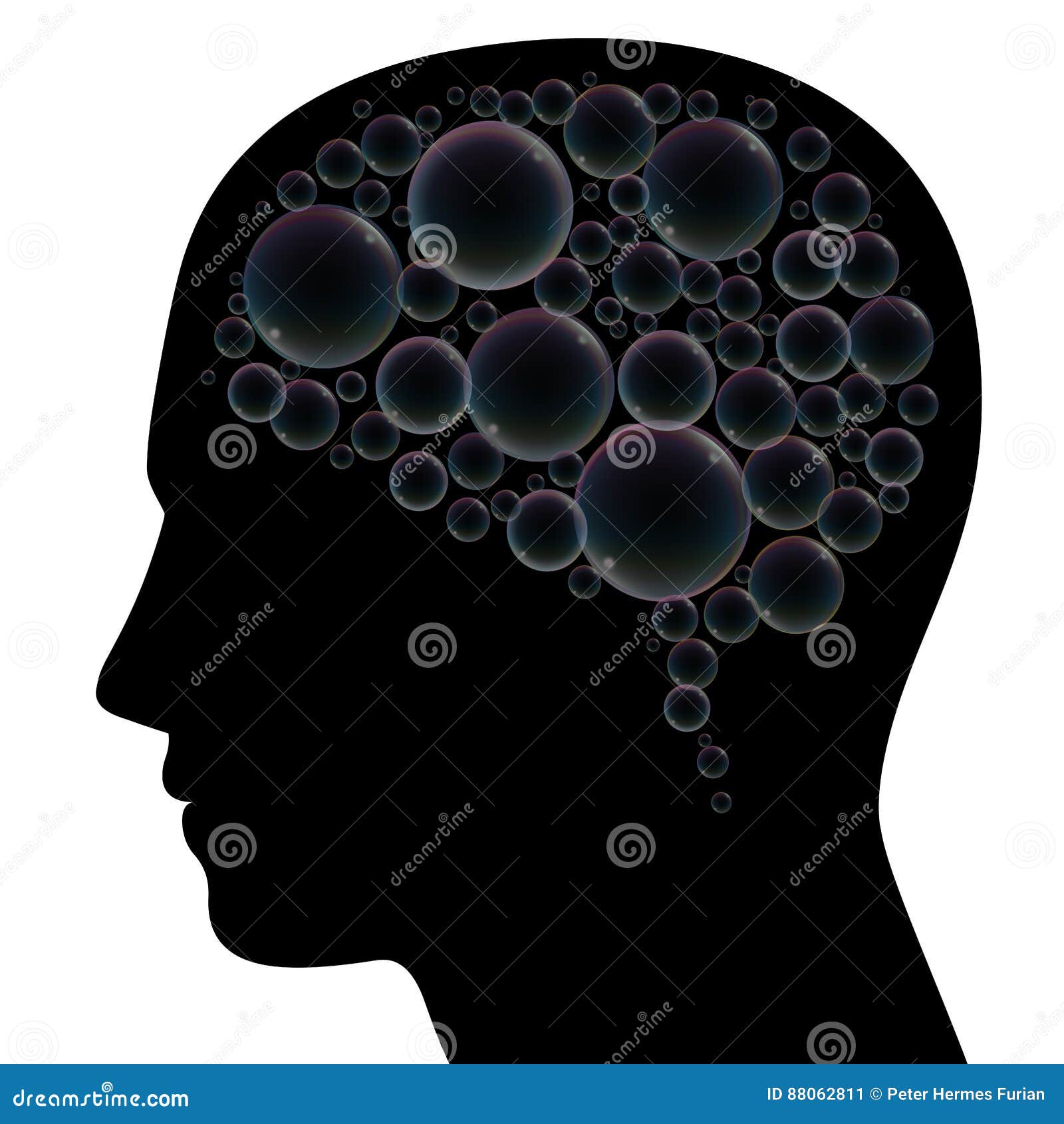 Brain Bubbles Head vektor abbildung. Illustration von konzept - 88062811