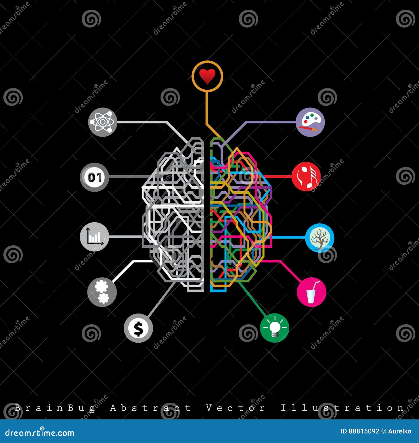 Brain bug stock vector. Illustration of brain, creative - 88815092