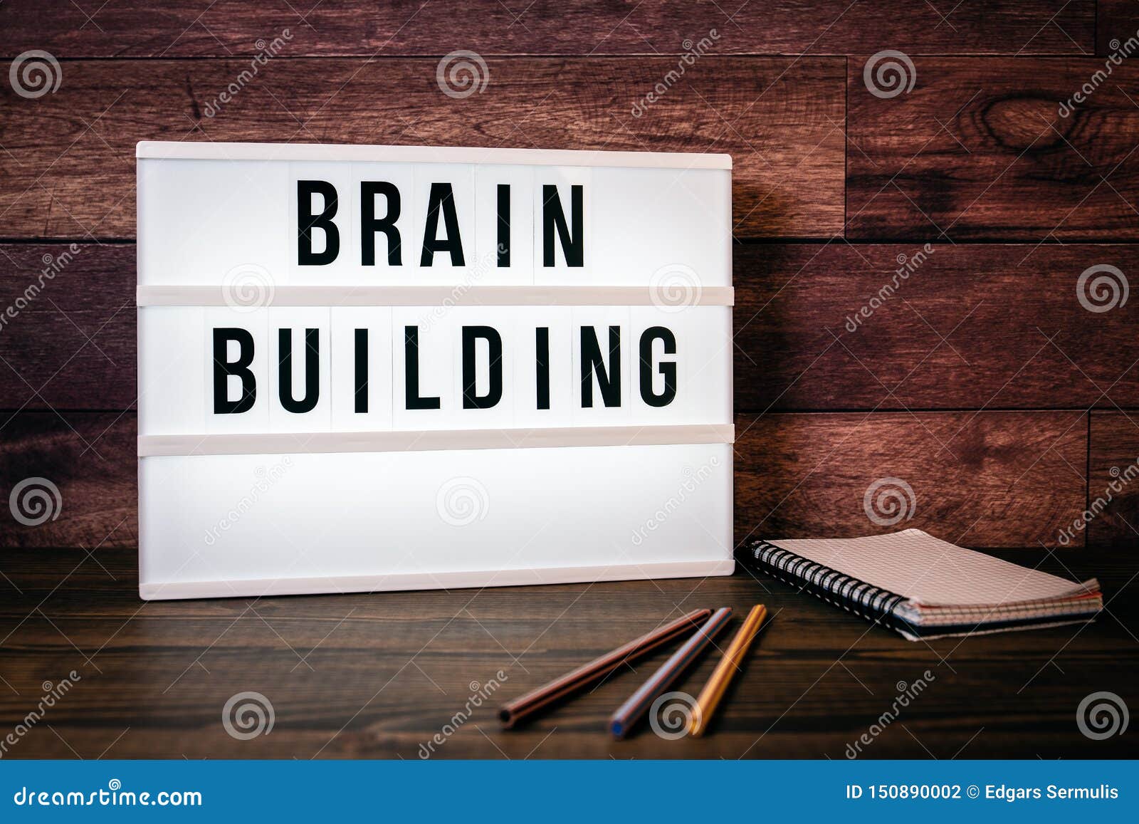 Brain Building. Text in Lightbox Stock Photo - Image of global, idea ...