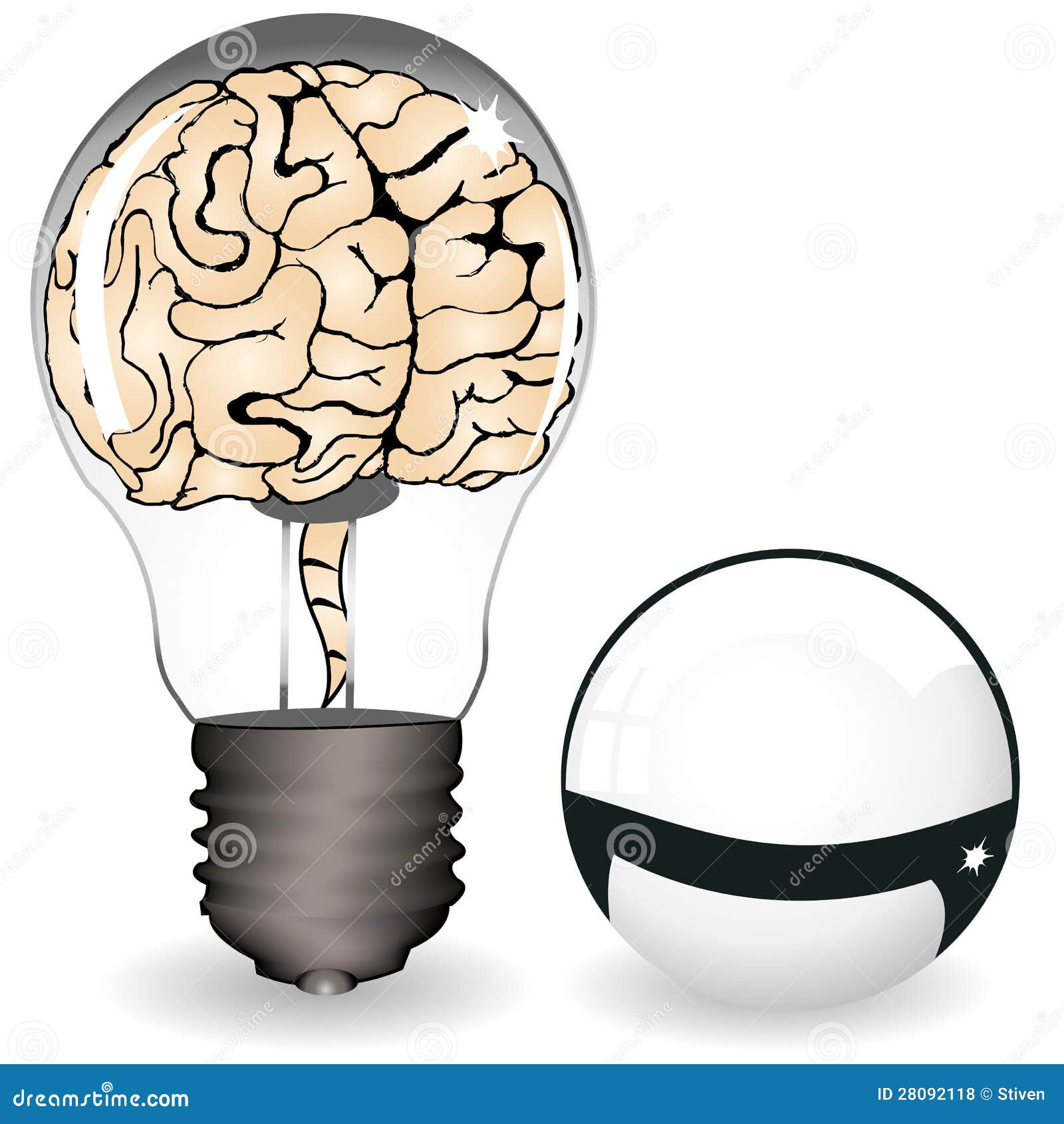 Brain in a bulb stock vector. Illustration of contemplation - 28092118