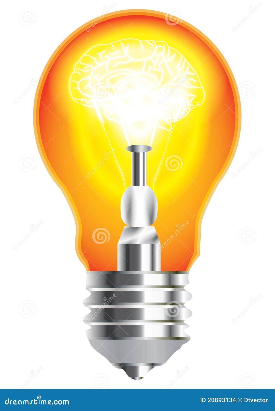 Brain in Bulb Orange Yellow Stock Vector - Illustration of found, human ...