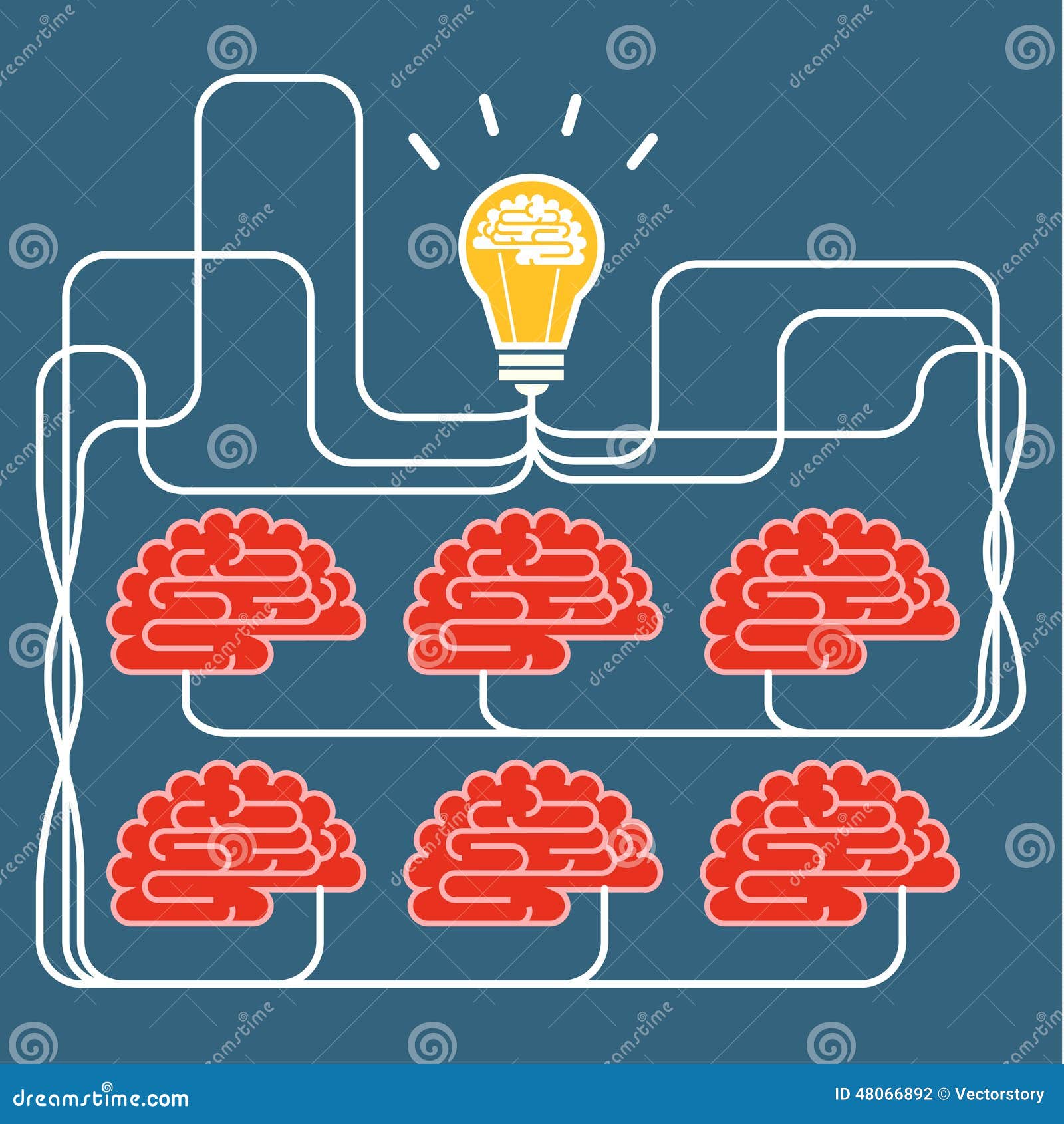 Brain and Bulb Light. Concept of Idea Stock Illustration - Illustration ...