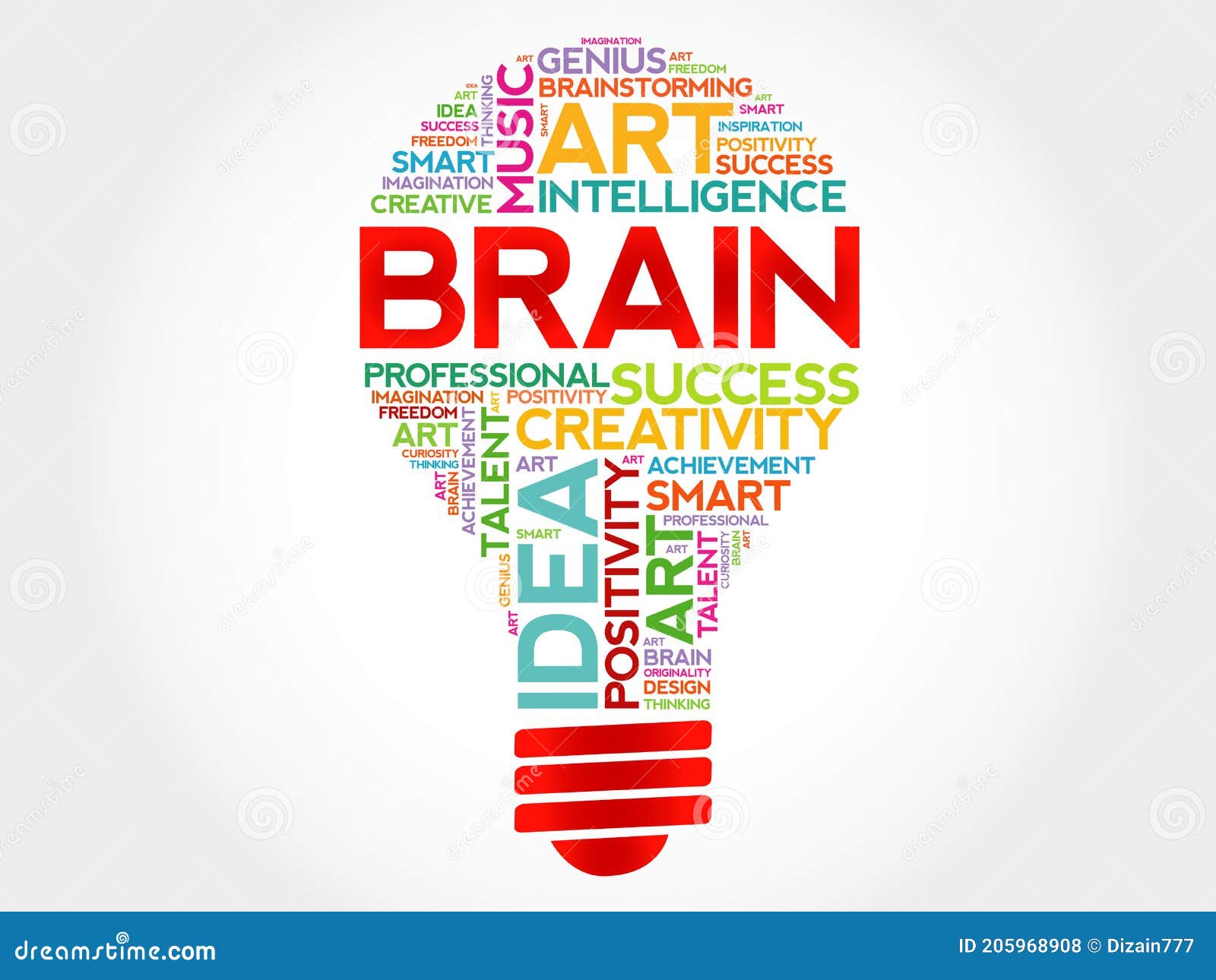 Brain bulb word cloud stock illustration. Illustration of learn - 205968908