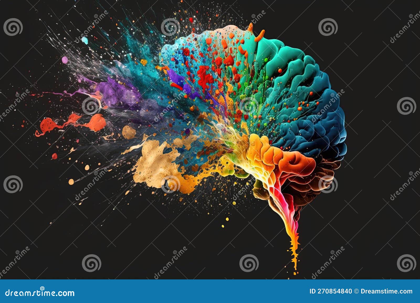 A Brain Bursting Out in Colorful Particles of Creativity. Generative AI ...
