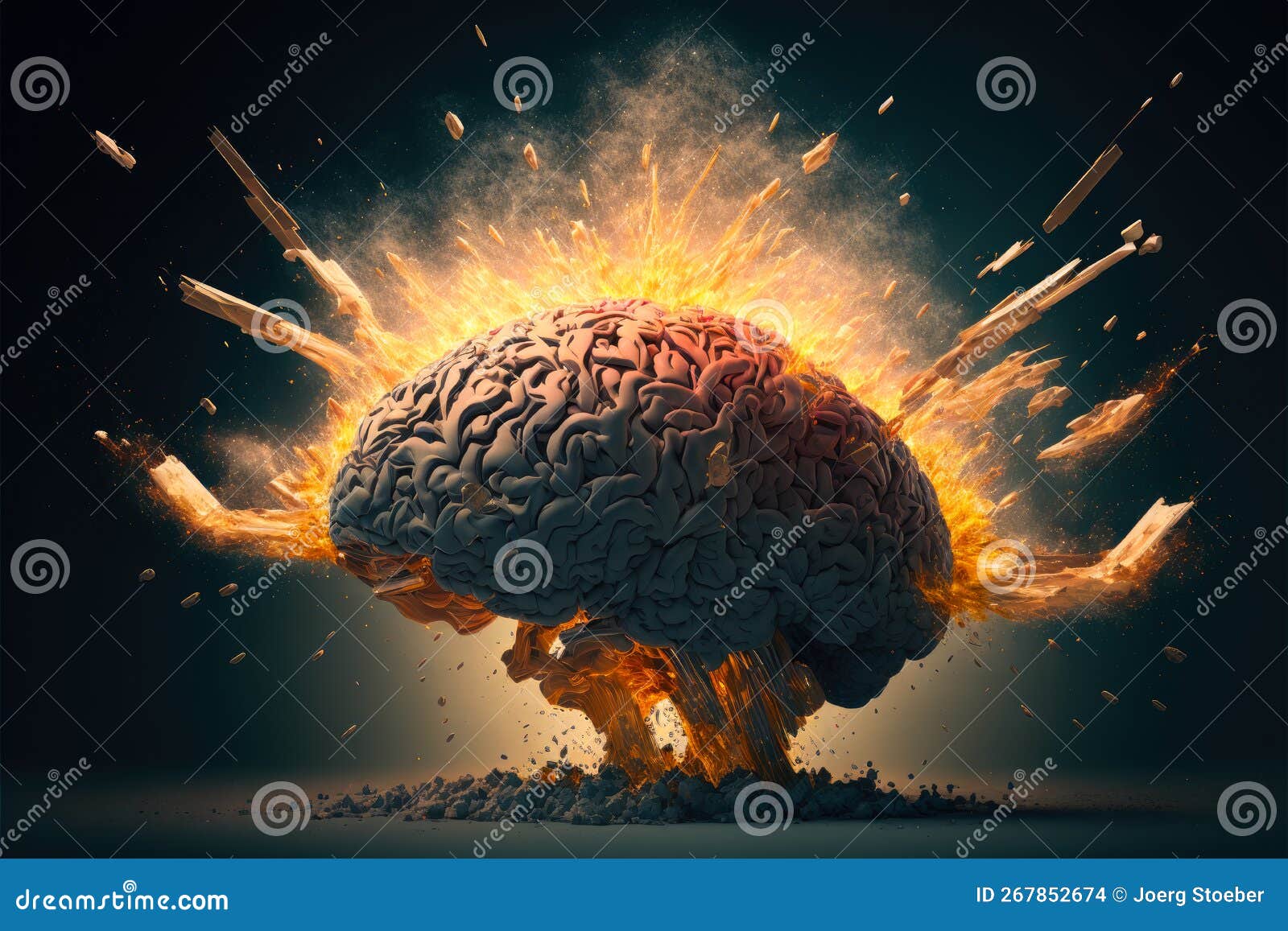 A Brain Bursting Out in Particles of Creativity, Generative Ai Stock ...