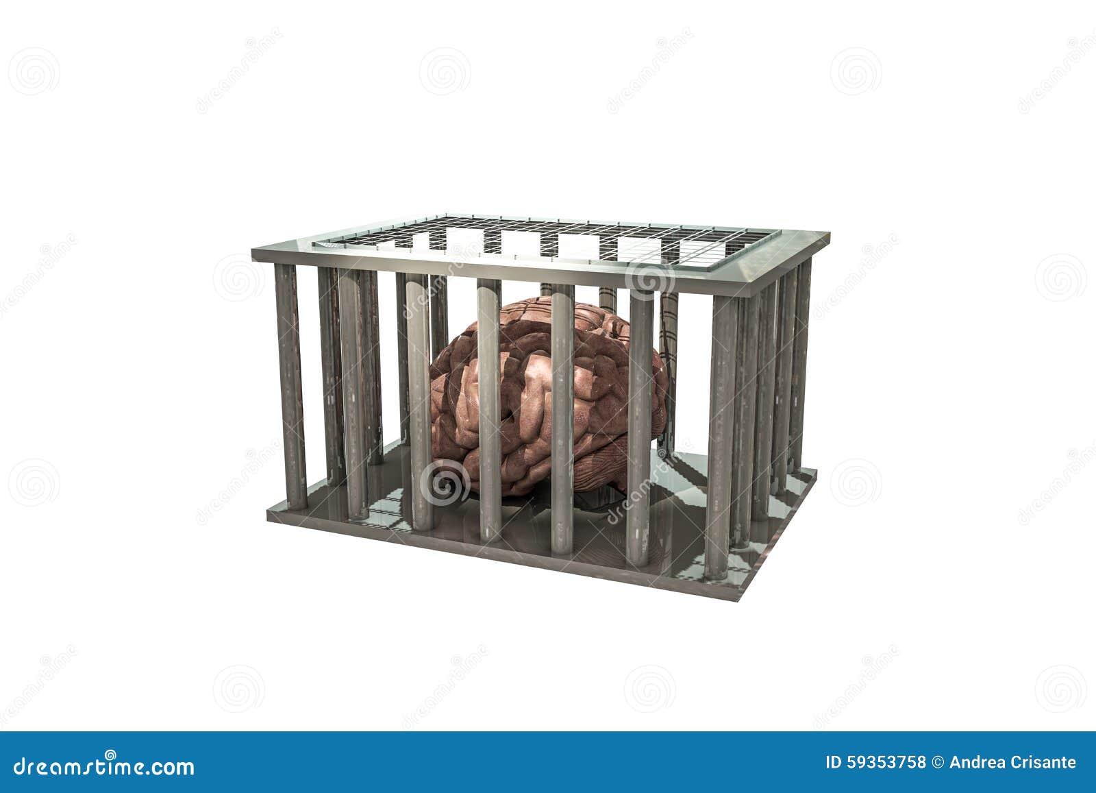 Caged Brain Inside Head. Moving Gears Inside The Head. Mental Activity ...