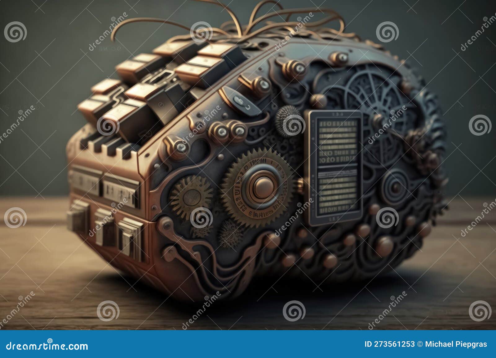 A Brain that Calculates Artificial Intelligence - Steampunk Look ...