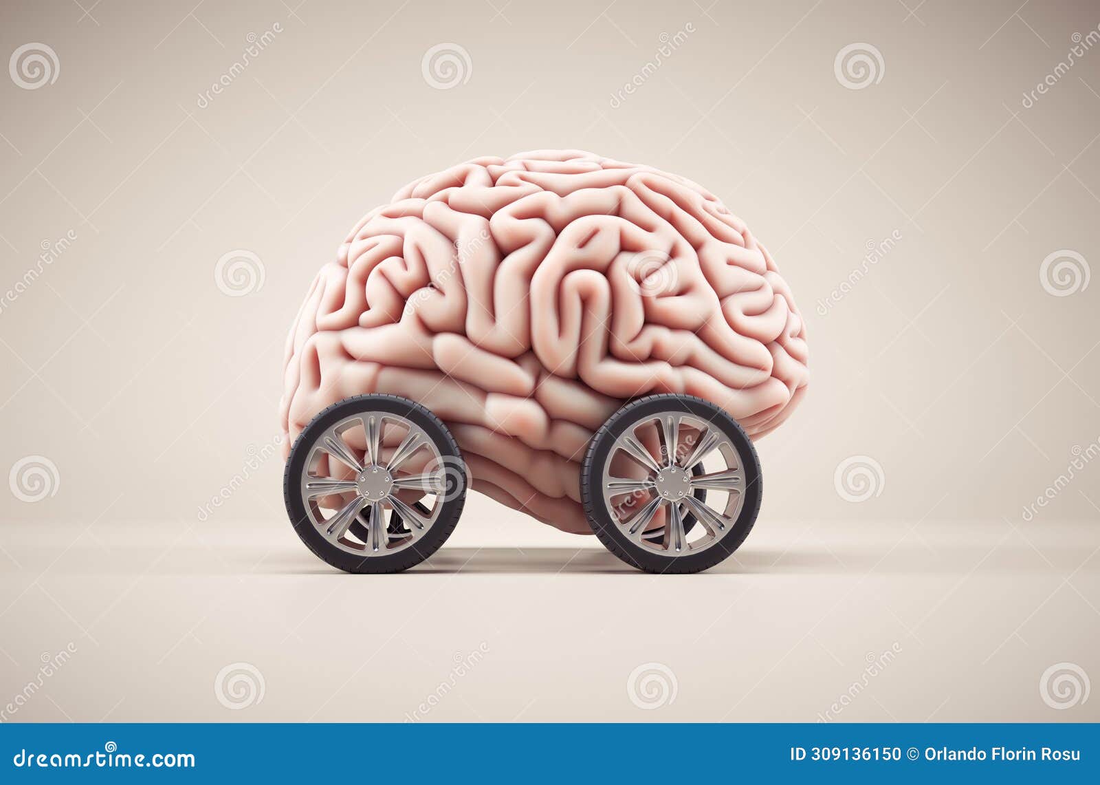Brain with Car Wheel. Brainstorming Concept Stock Photo - Image of ...