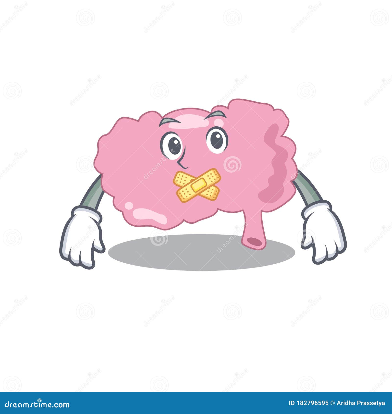 Brain Cartoon Character Style Having Strange Silent Face Stock Vector ...