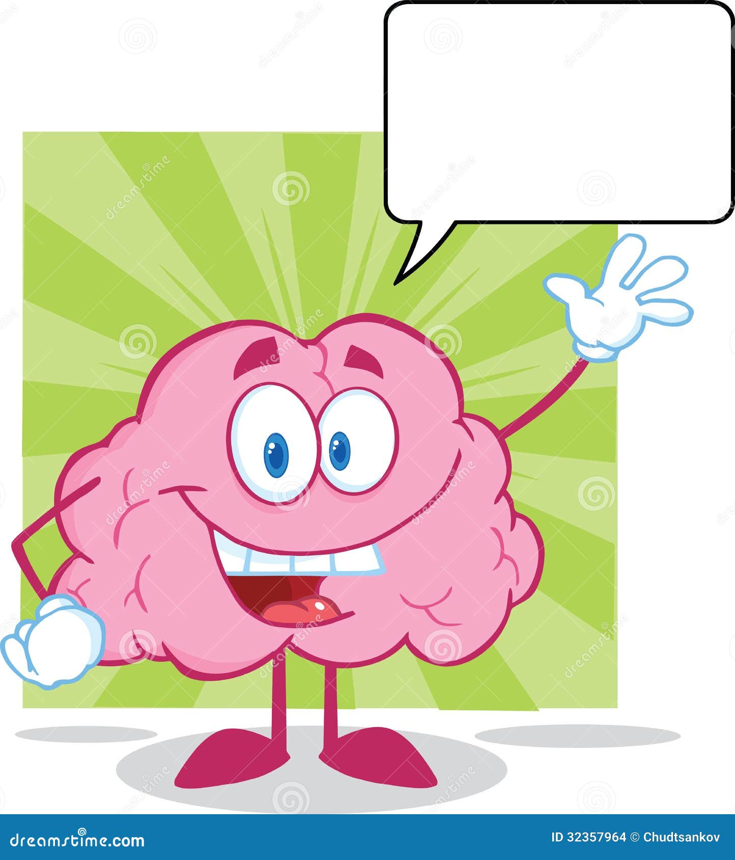 Brain Cartoon Character Waving for Greeting with S Stock Vector ...