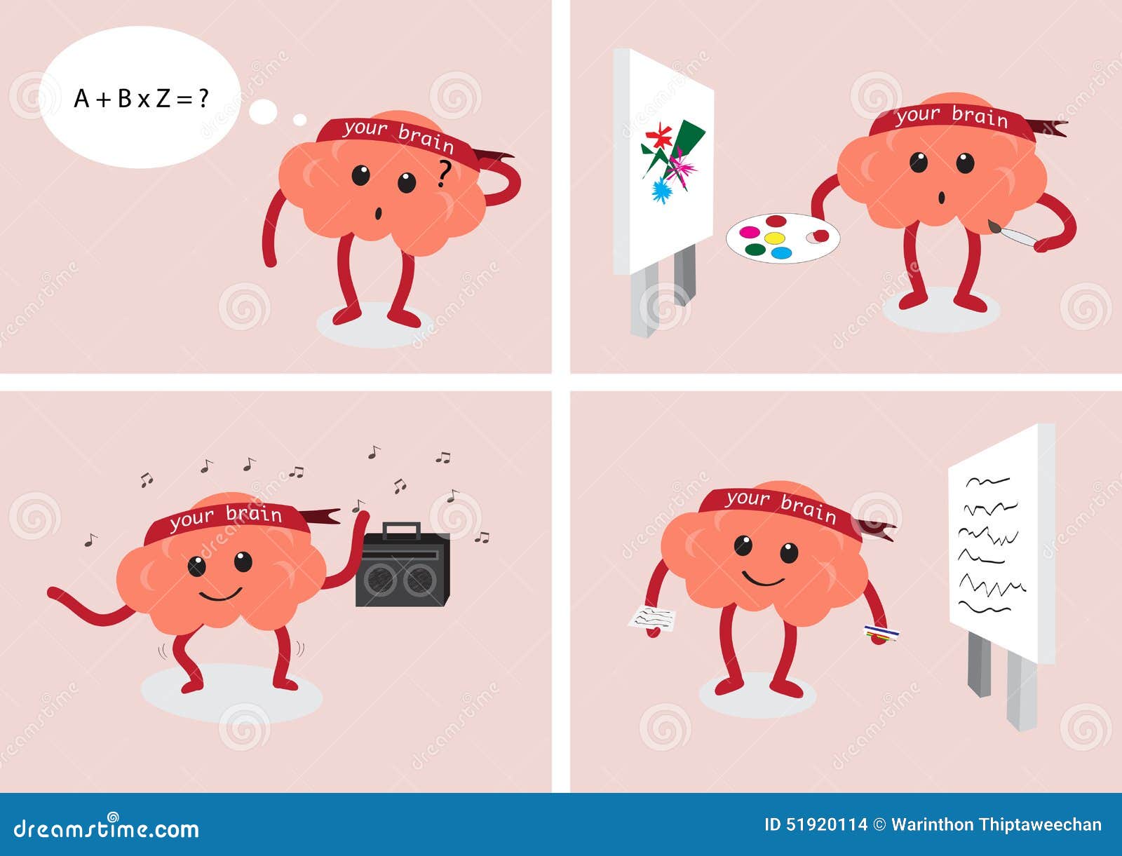 Brain cartoon characters1 stock vector. Illustration of training - 51920114