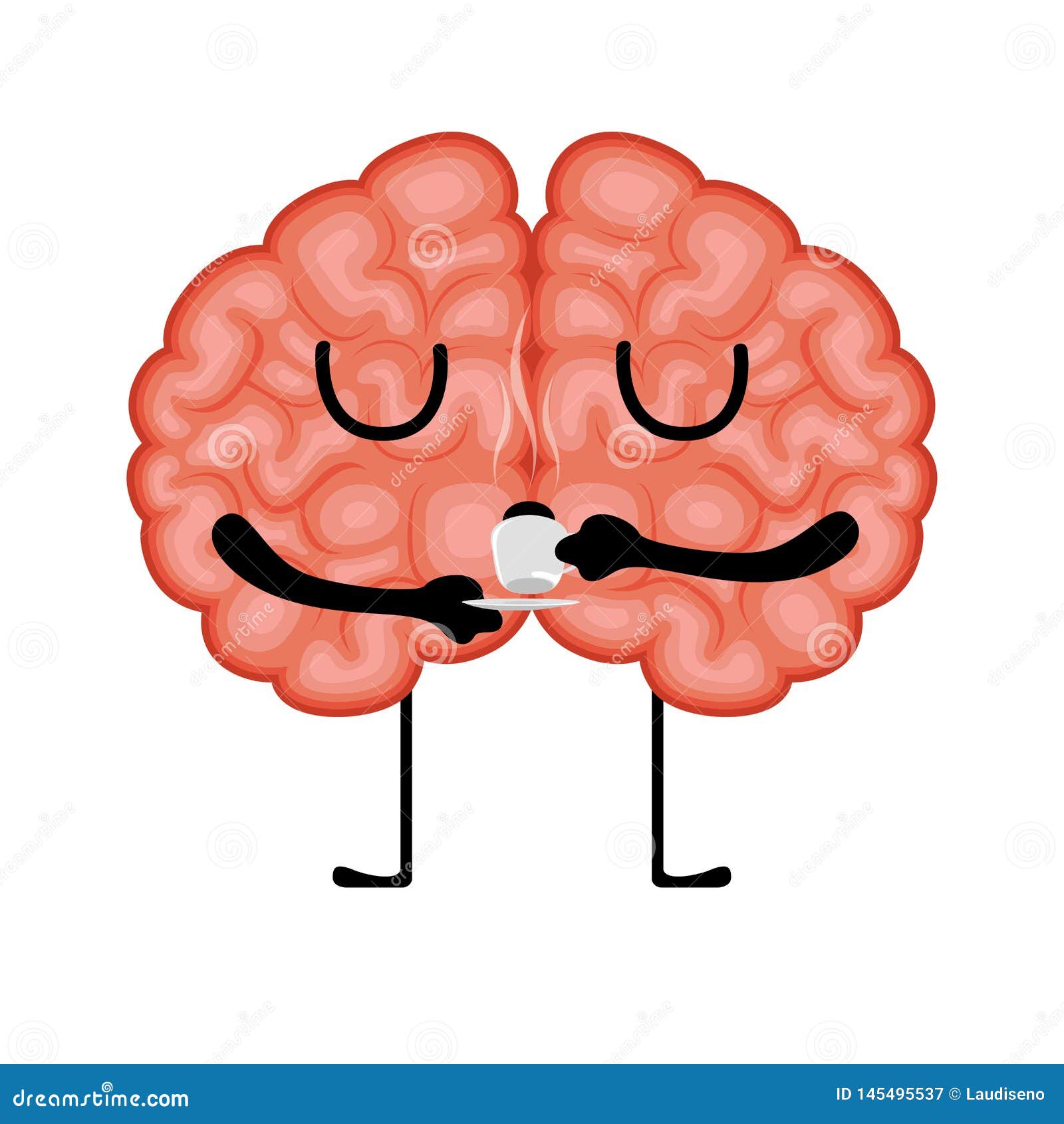 Brain Cartoon Drinking a Coffee Stock Vector - Illustration of head ...