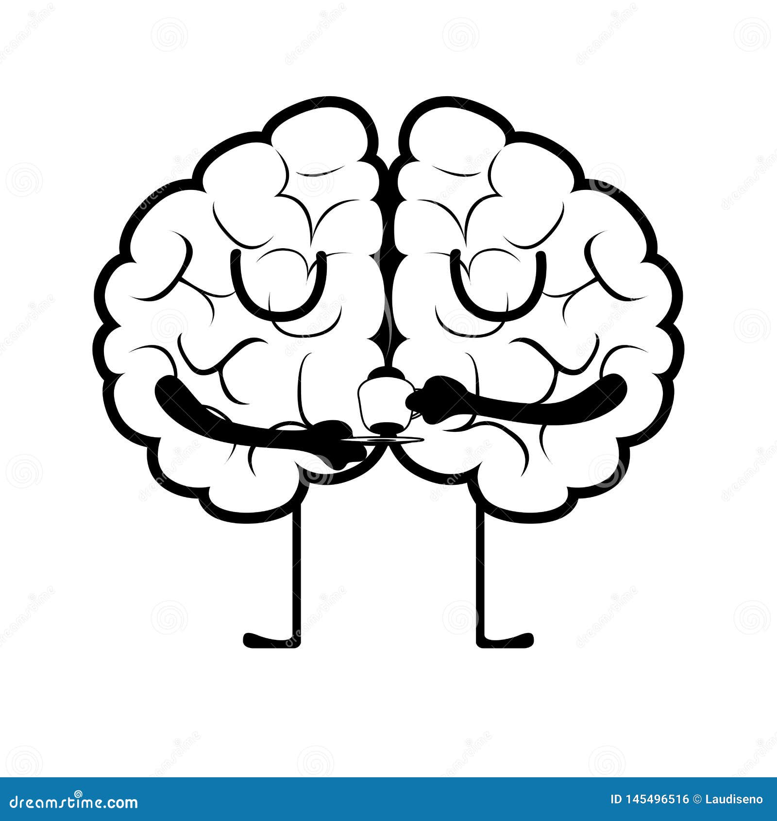 Brain Cartoon Drinking a Coffee Stock Vector - Illustration of mind ...