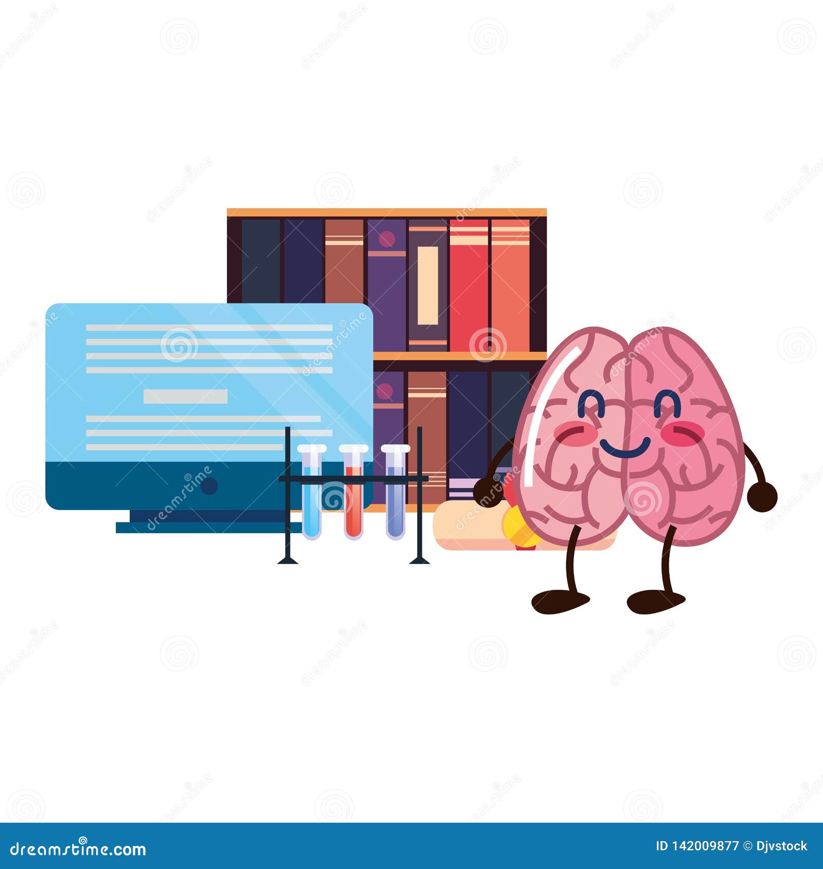 Brain cartoon education stock vector. Illustration of books - 142009877