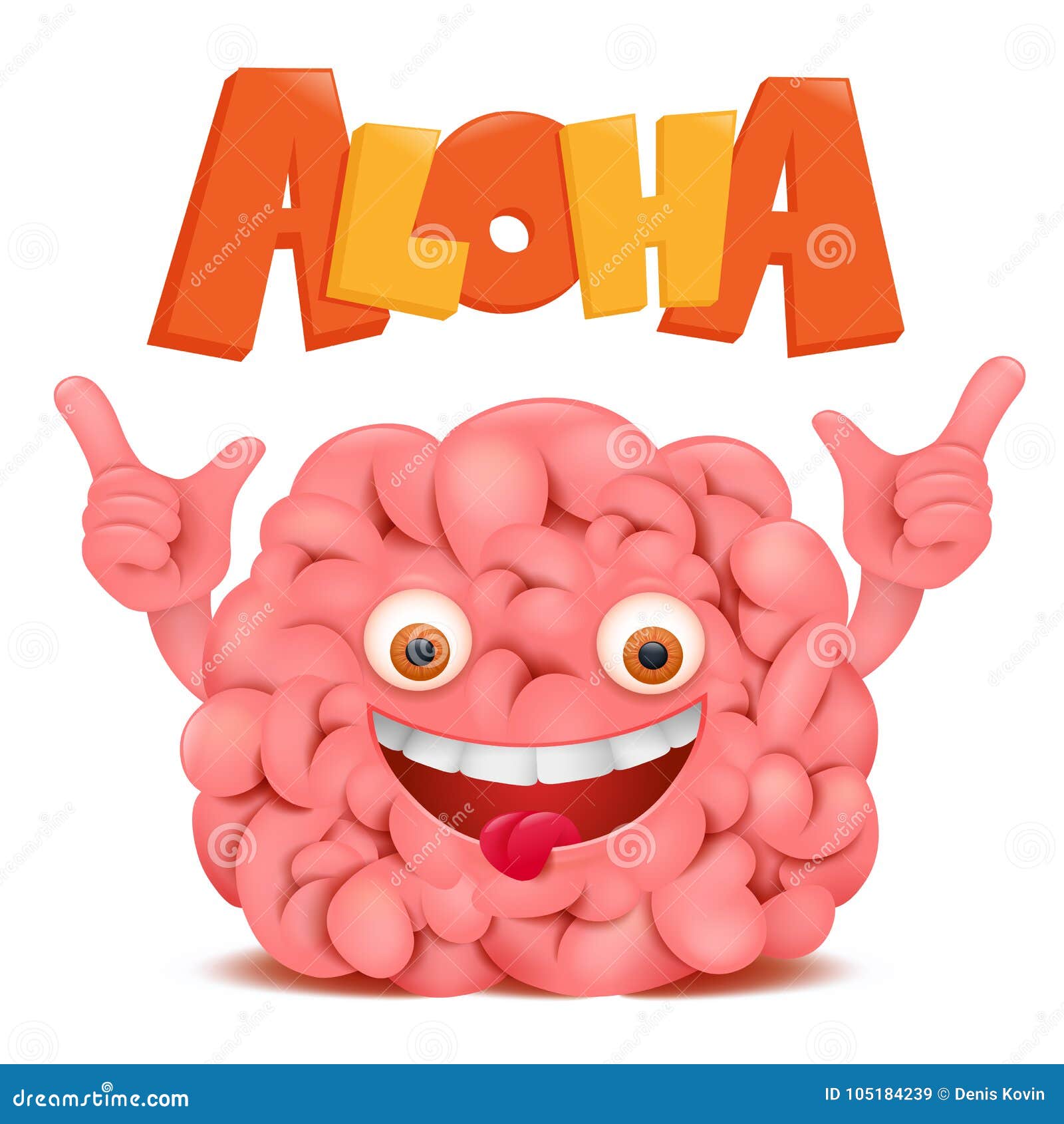 Brain Cartoon Emoticon Character With Aloha Title Royalty-Free ...
