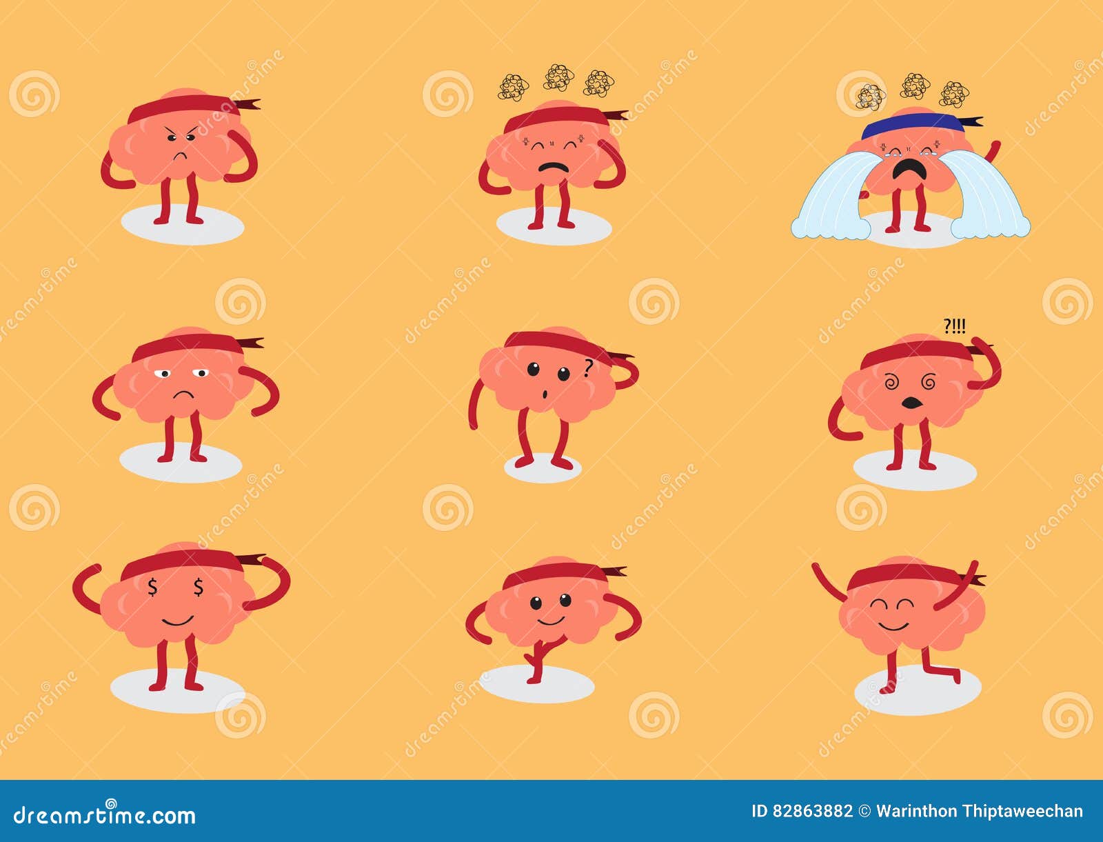 Brain cartoon emotion set stock vector. Illustration of graphic - 82863882