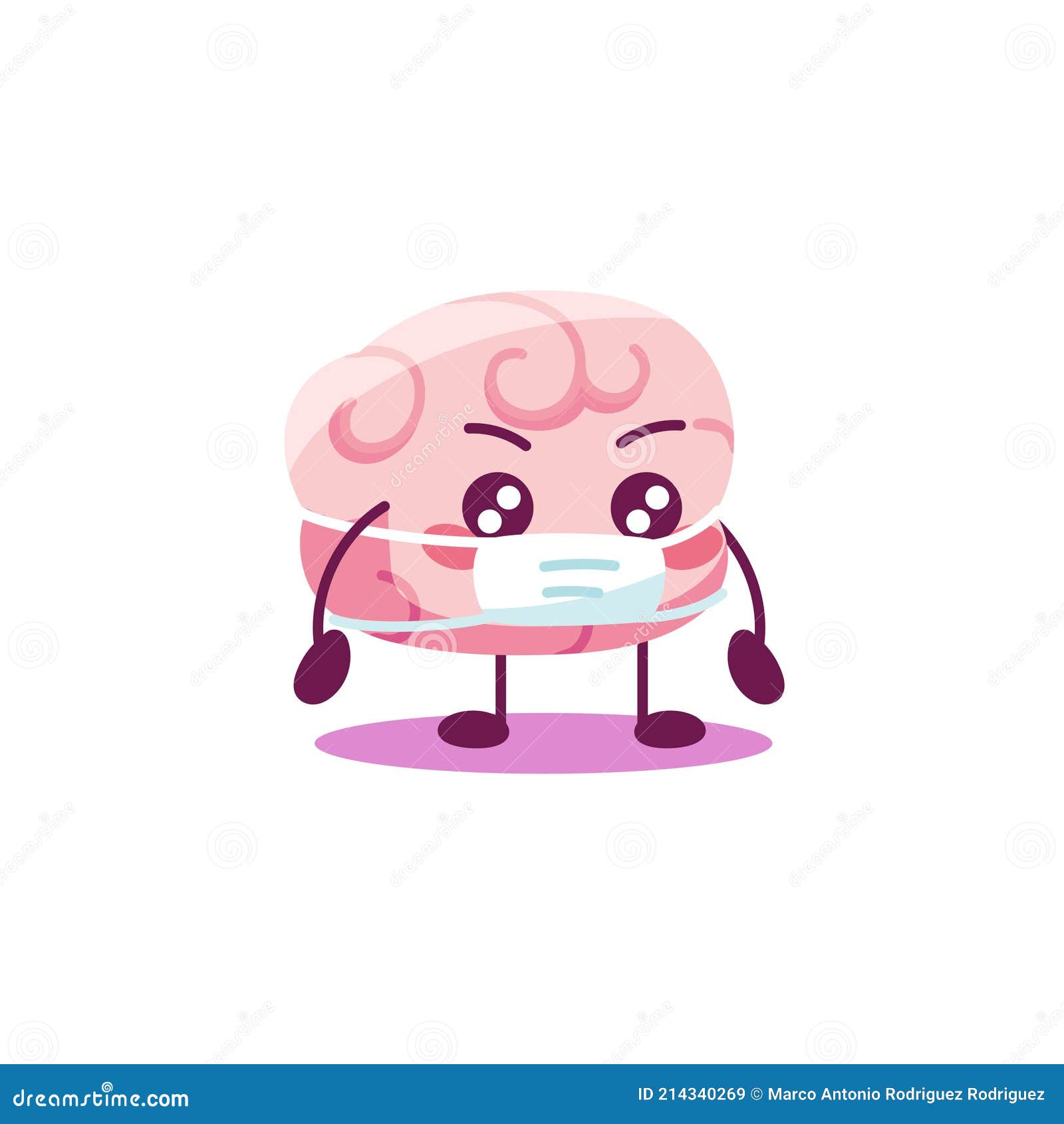 Brain Cartoon with a Face Mask Stock Vector - Illustration of mind ...