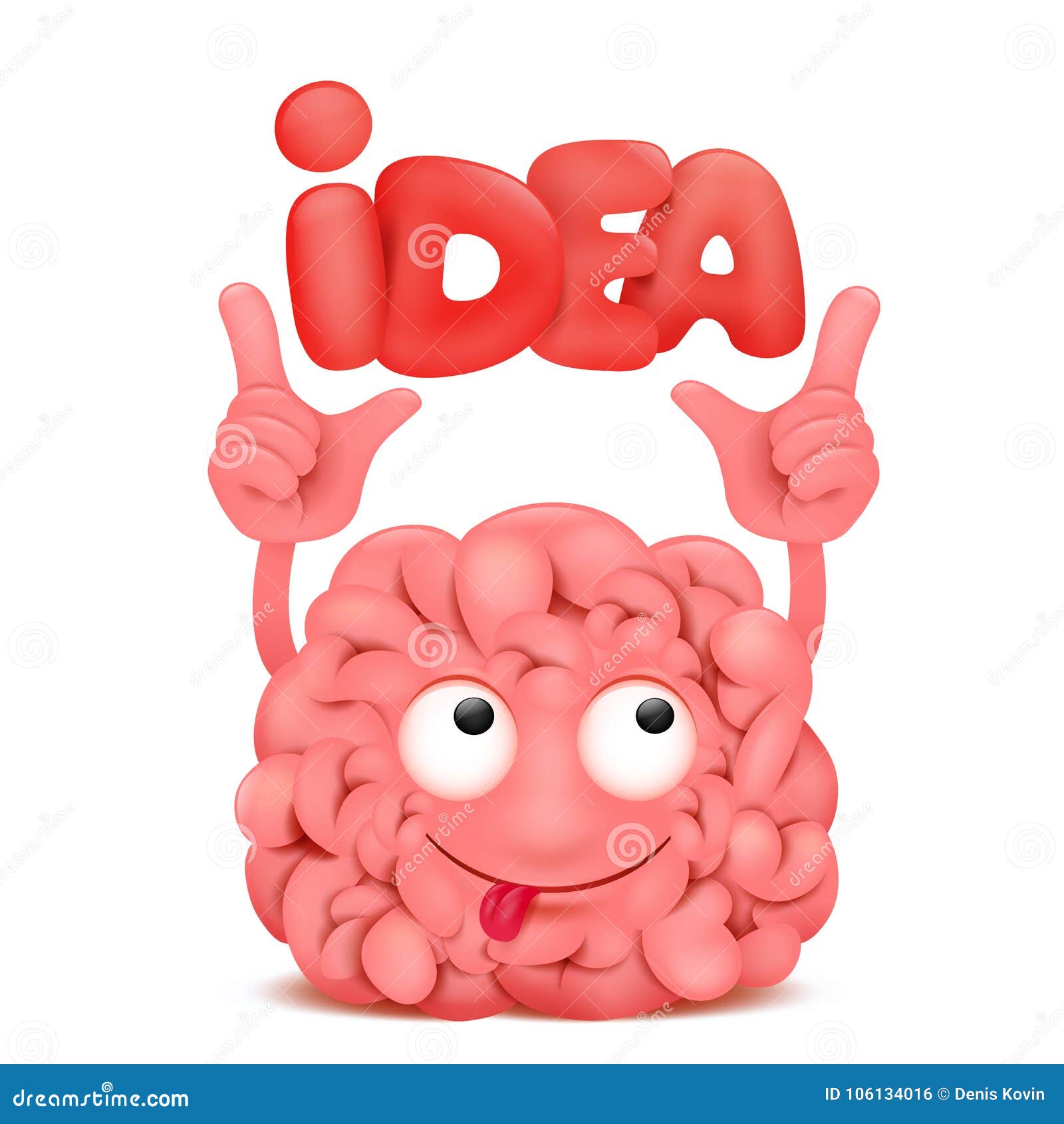 Brain Cartoon Illustration Kawaii Character with Idea Title Text Stock ...