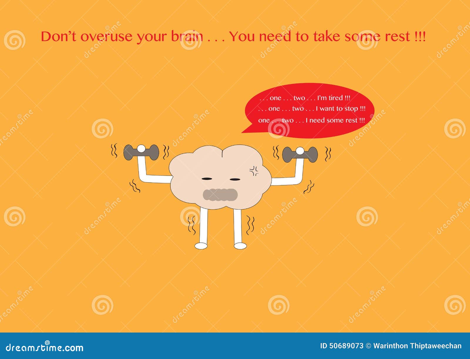 Brain cartoon tired stock vector. Illustration of cute - 50689073