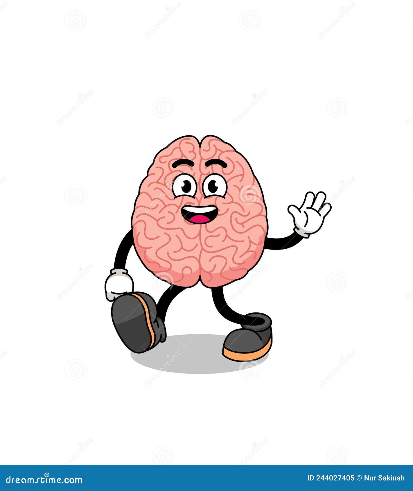 Brain cartoon walking stock vector. Illustration of walking - 244027405