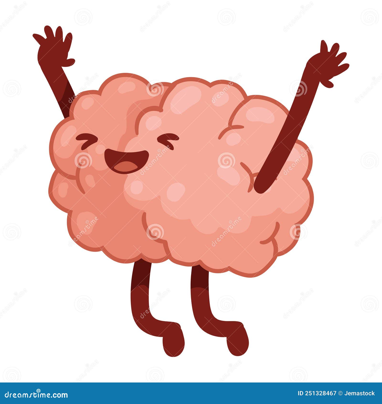 Brain Celebrating Comic Character Stock Vector - Illustration of comic ...