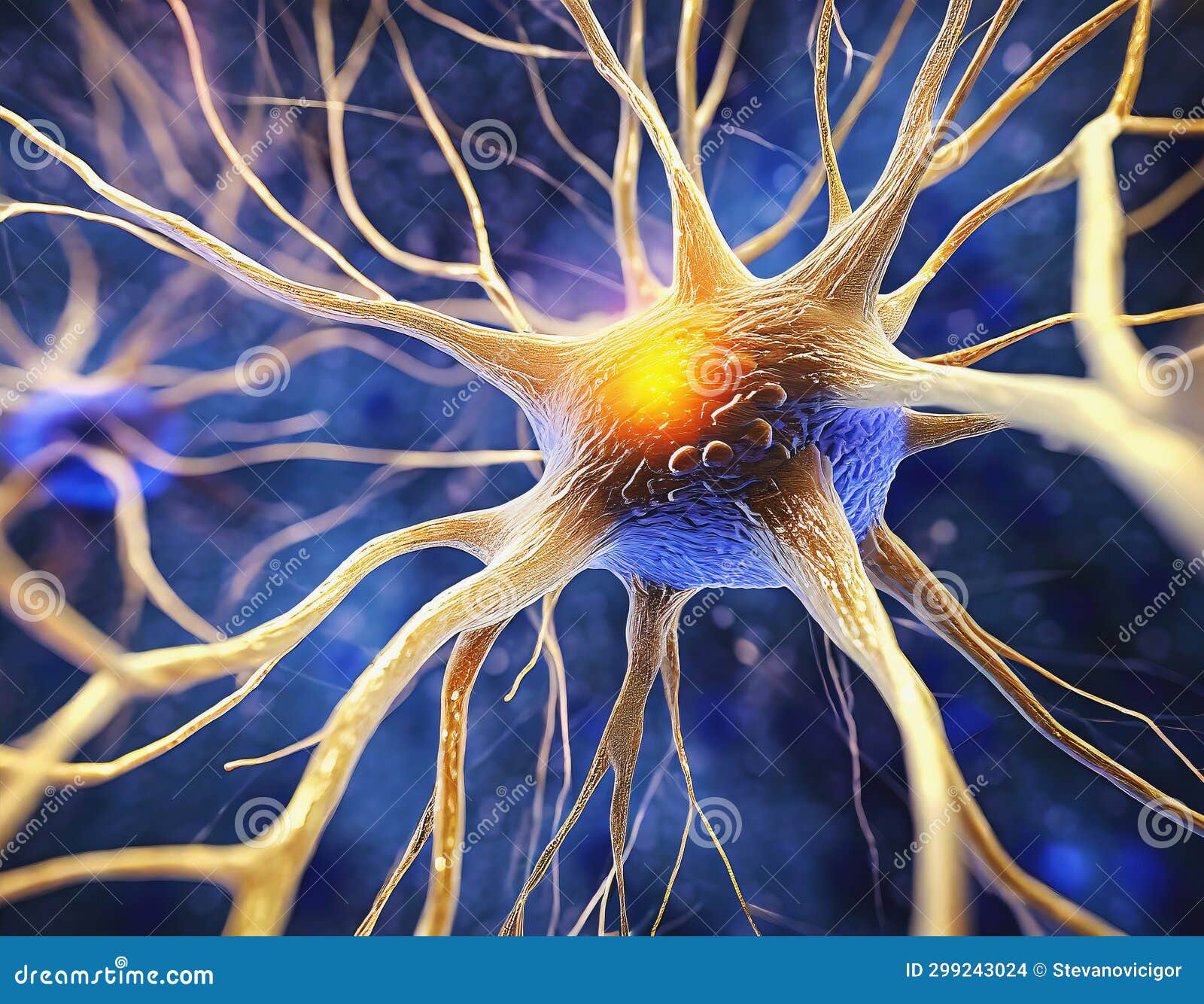 Brain cell synapse stock illustration. Illustration of synapse - 299243024