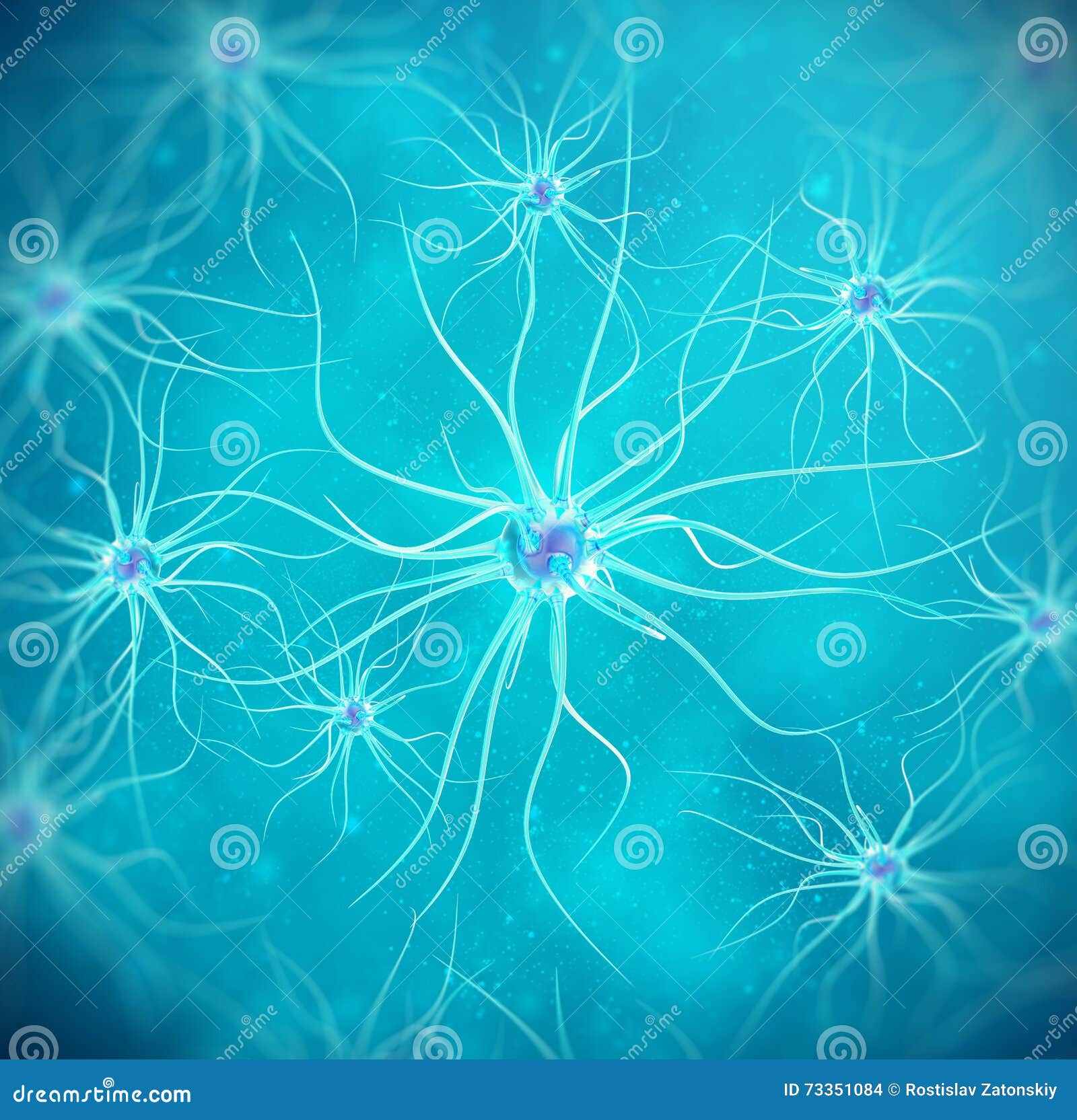 Brain Cells on Blue Background. 3d Illustration High Quality Stock ...