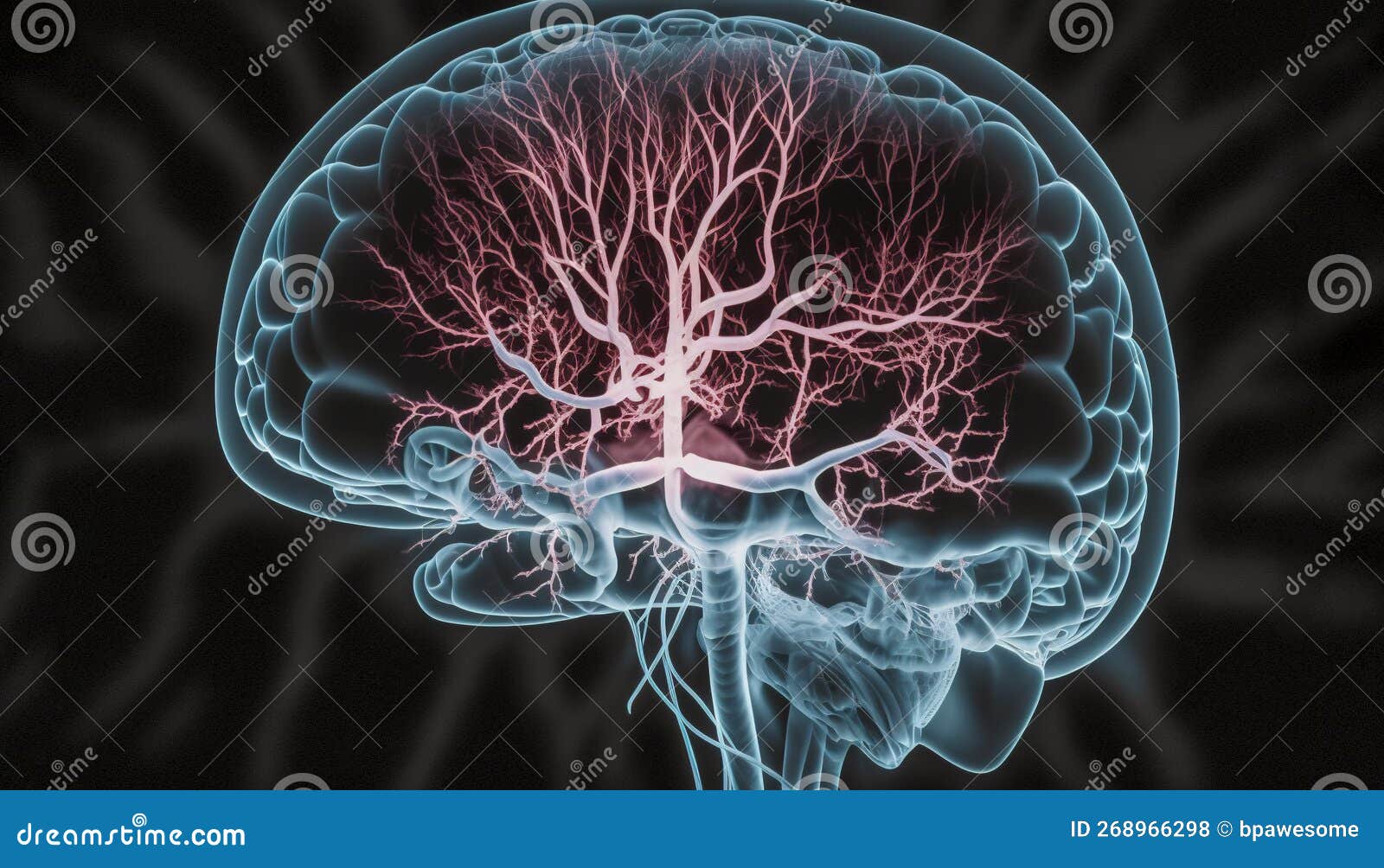 CTA BRAIN Or CT Angiography Of The Brain 3D Rendering Image Showing ...