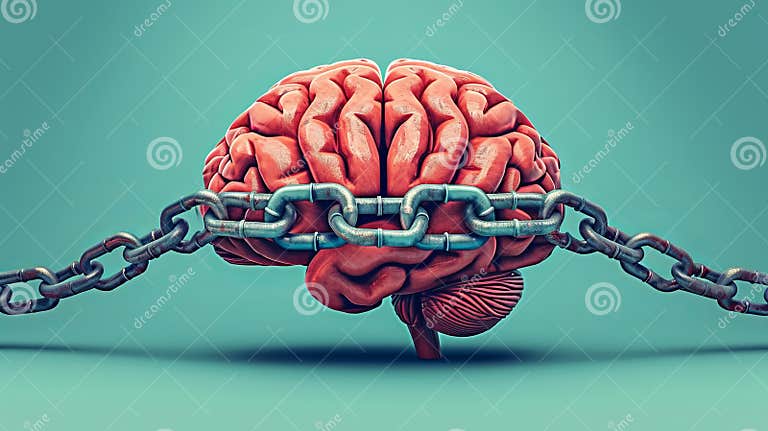 Brain with Chains Wrapped Around, Symbolizing the Binding Effect of ...