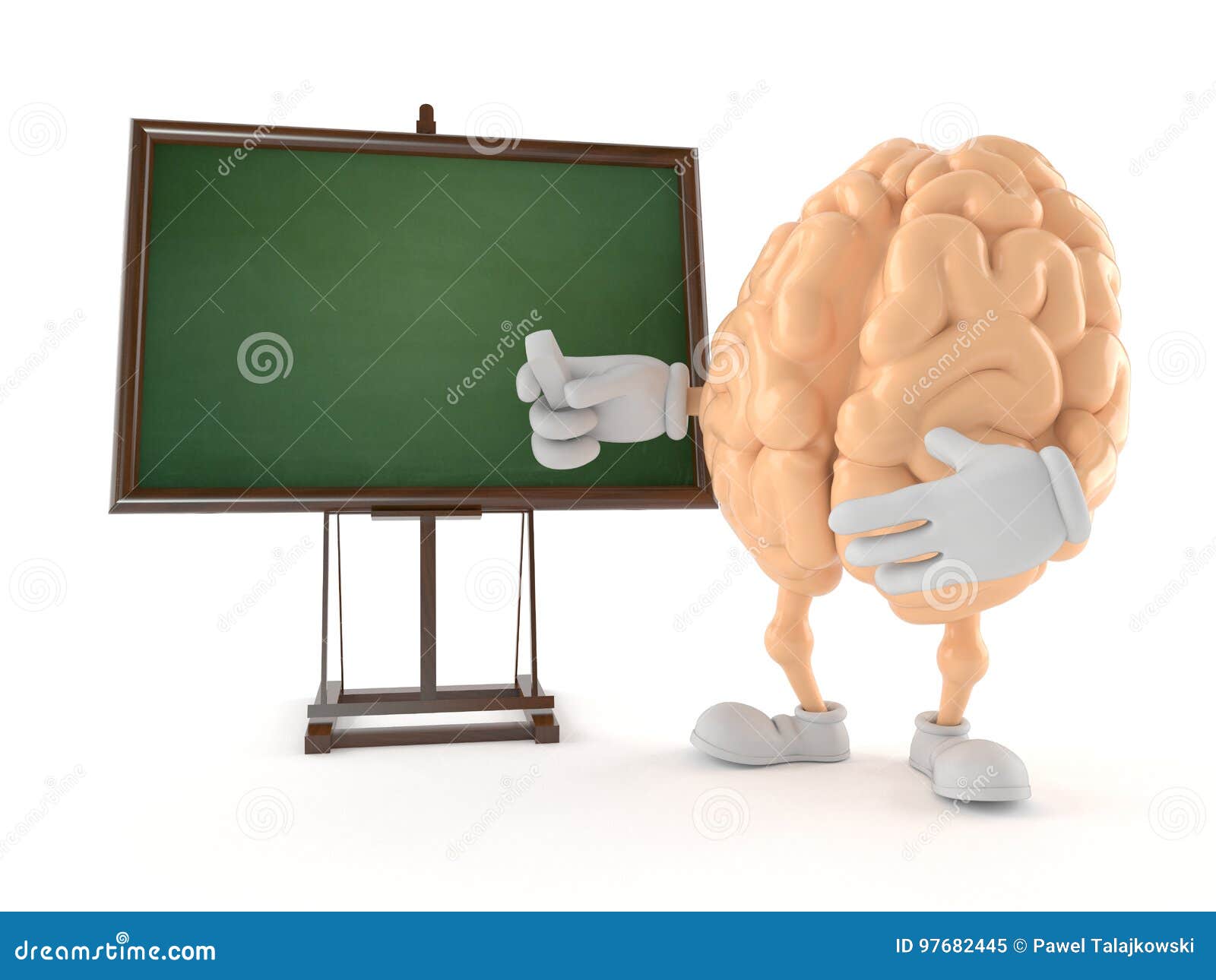 Brain Character with Chalk Board Stock Illustration - Illustration of ...
