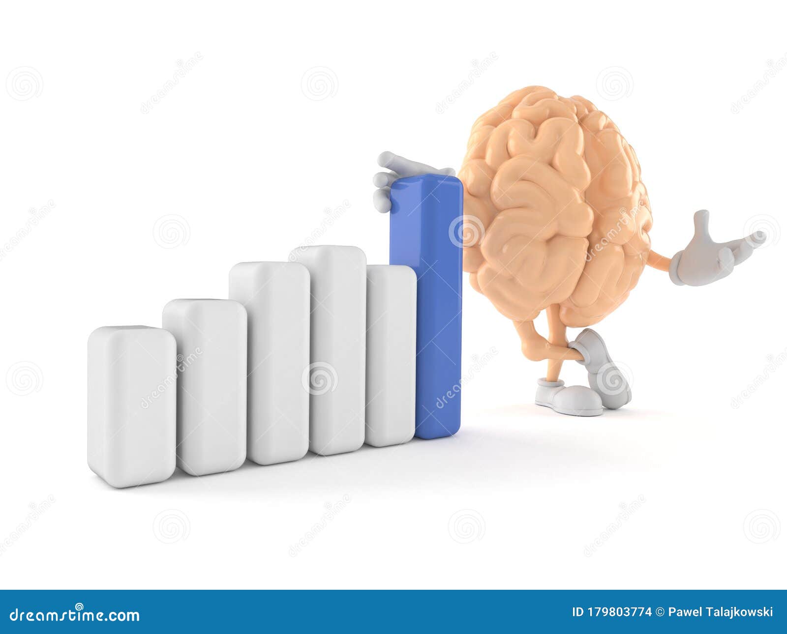 Brain character with chart stock illustration. Illustration of ...