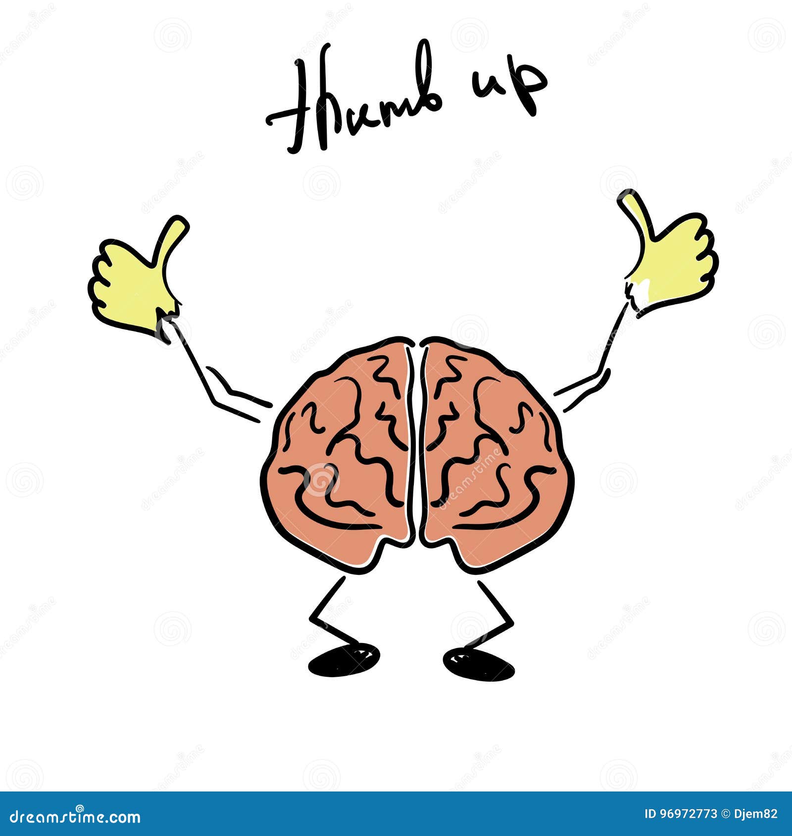 Brain Character Giving a Thumb Up Stock Vector - Illustration of ...