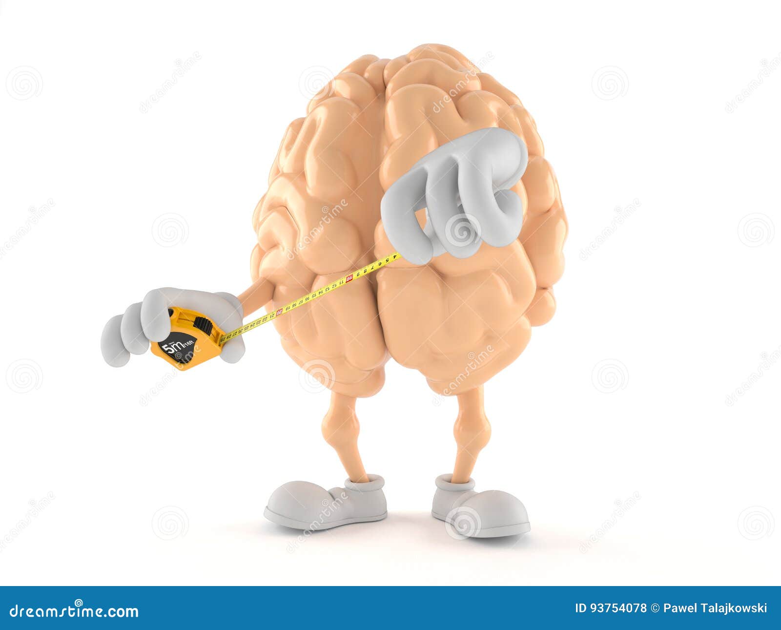 Brain Character Holding Measuring Tape Stock Illustration ...