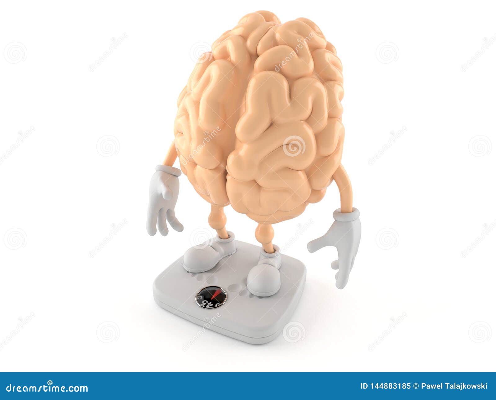 Brain Character Standing on Weight Scale Stock Illustration ...