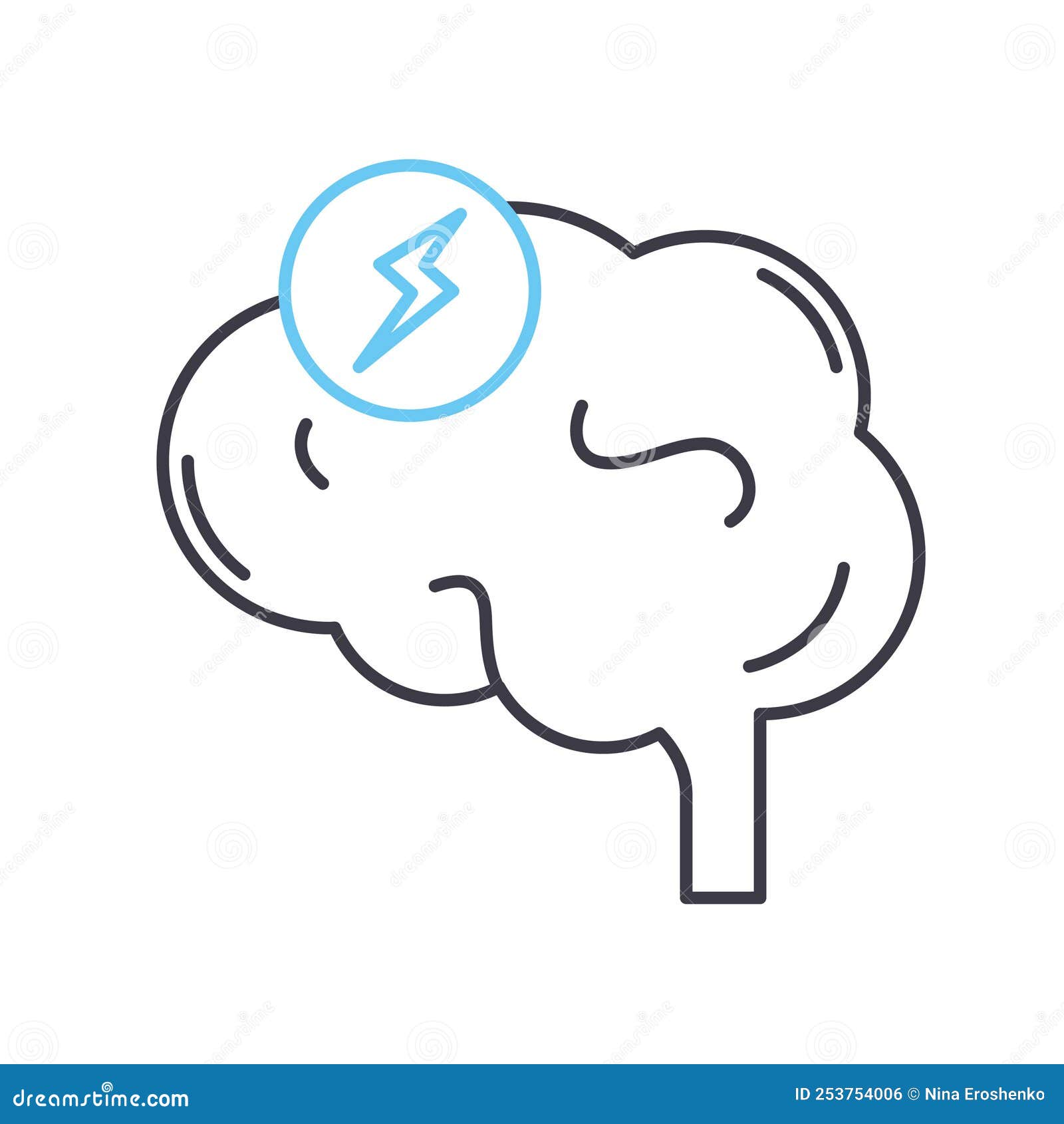 Brain Charging Line Icon, Outline Symbol, Vector Illustration, Concept ...