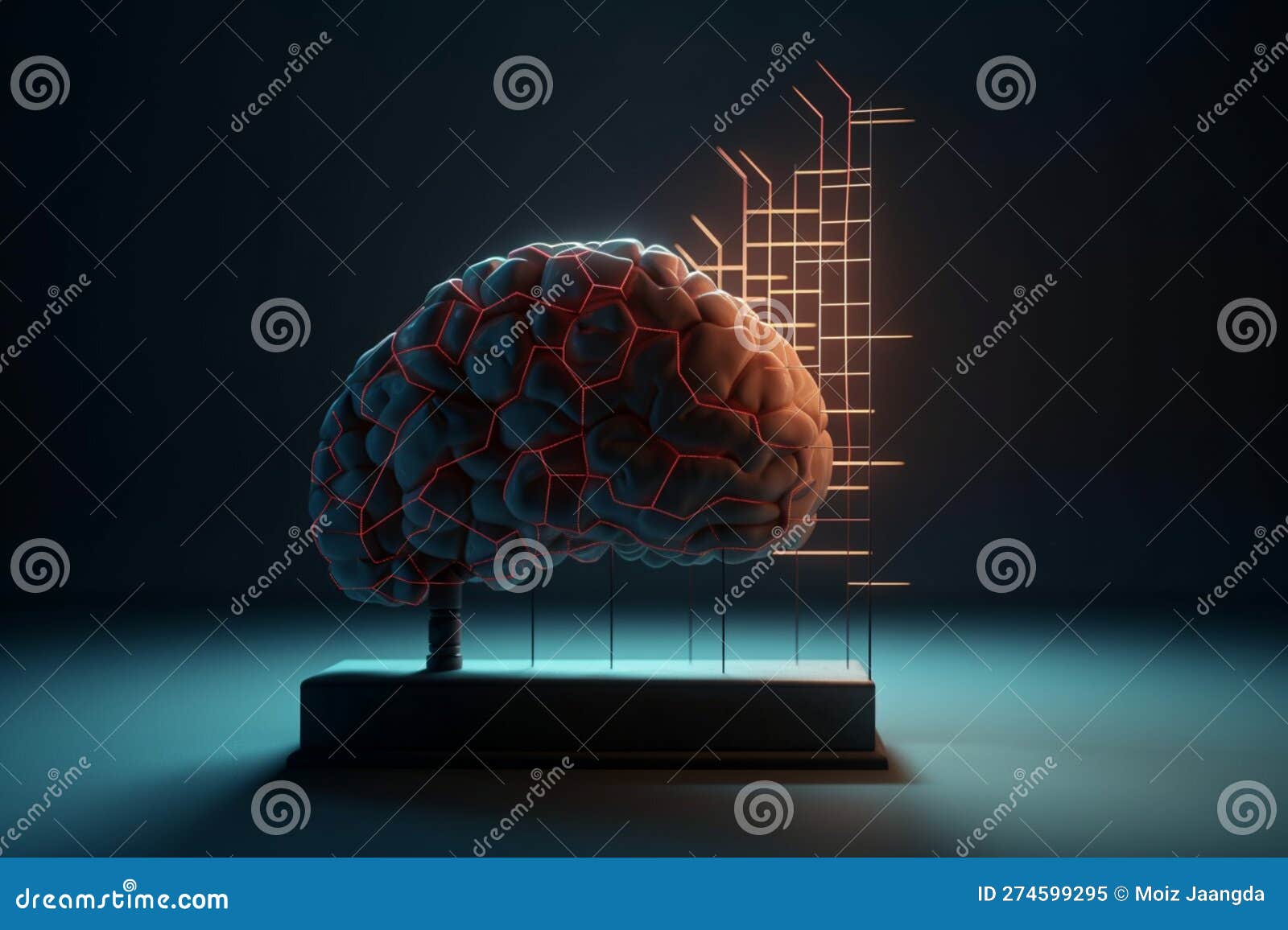 Brain and Chart Arrow Up for Sci or Education Concept Stock ...