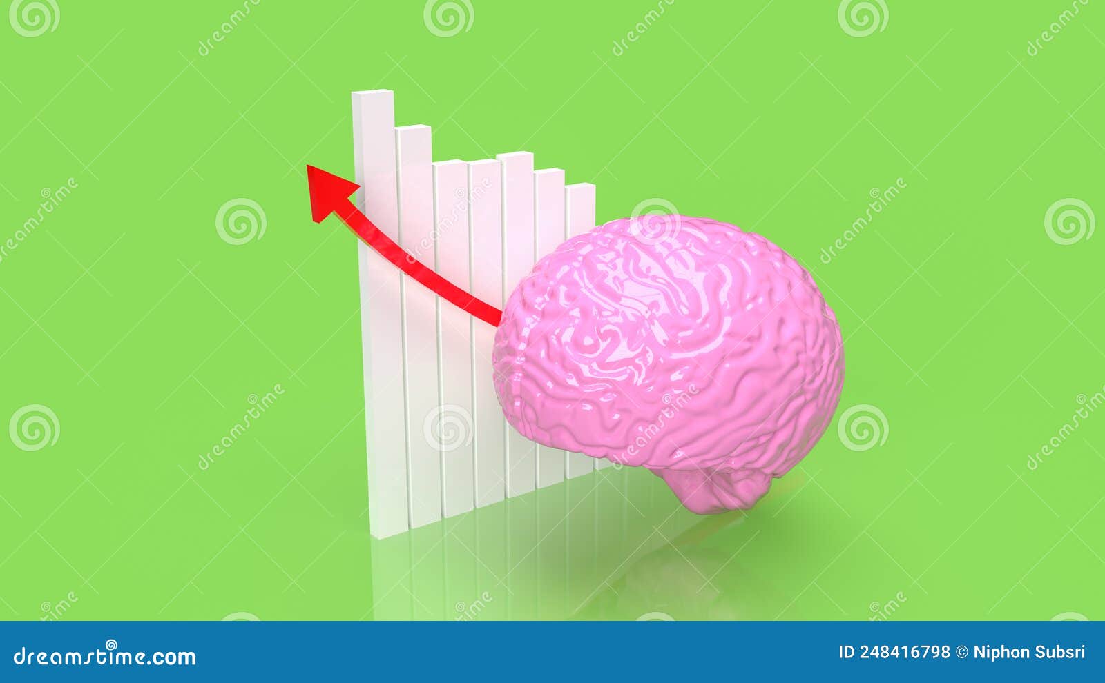 The Brain and Chart Arrow Up for Sci or Education Concept 3d Rendering ...