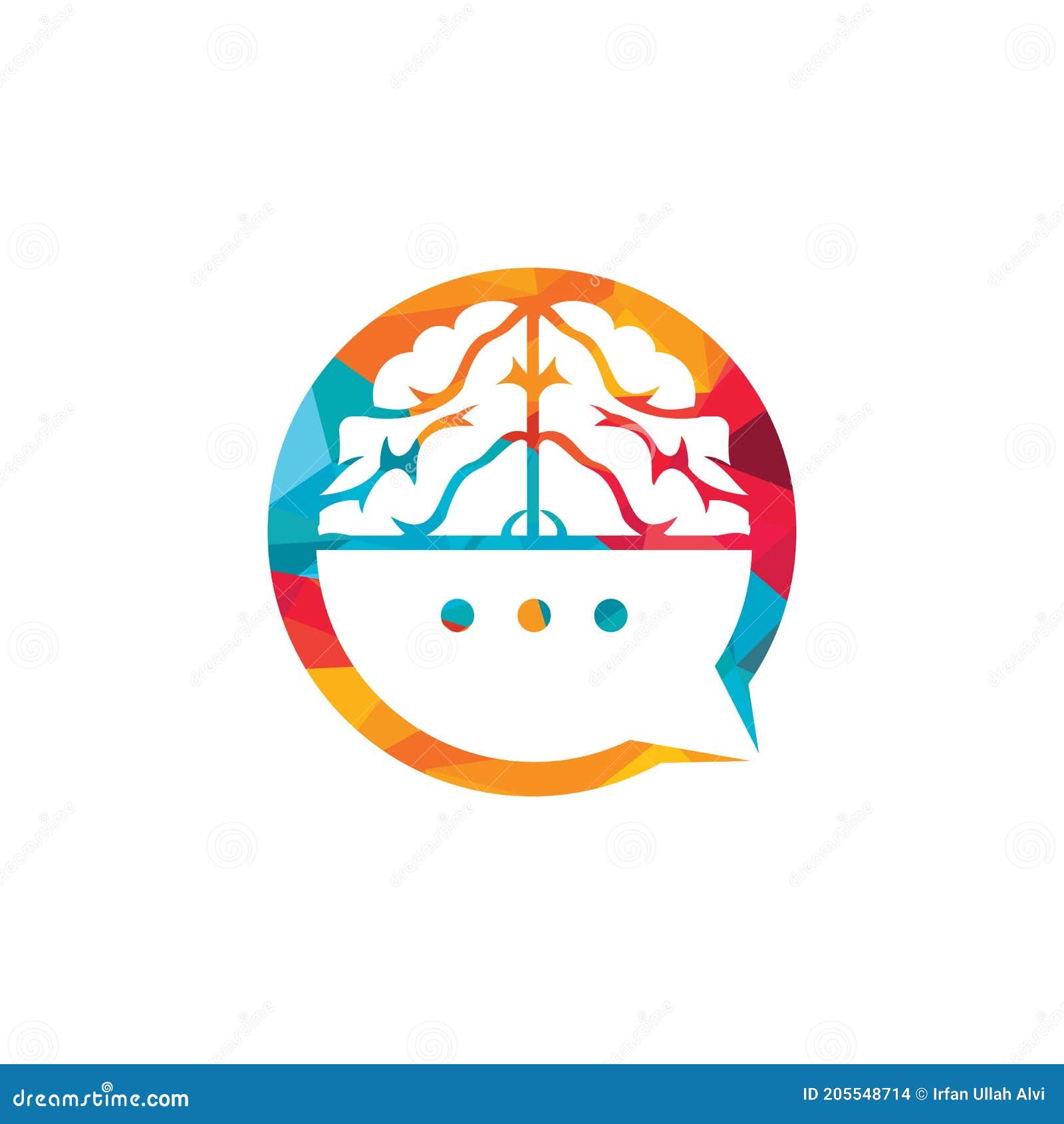 Brain Chat Vector Logo Template. Stock Vector - Illustration of icon ...