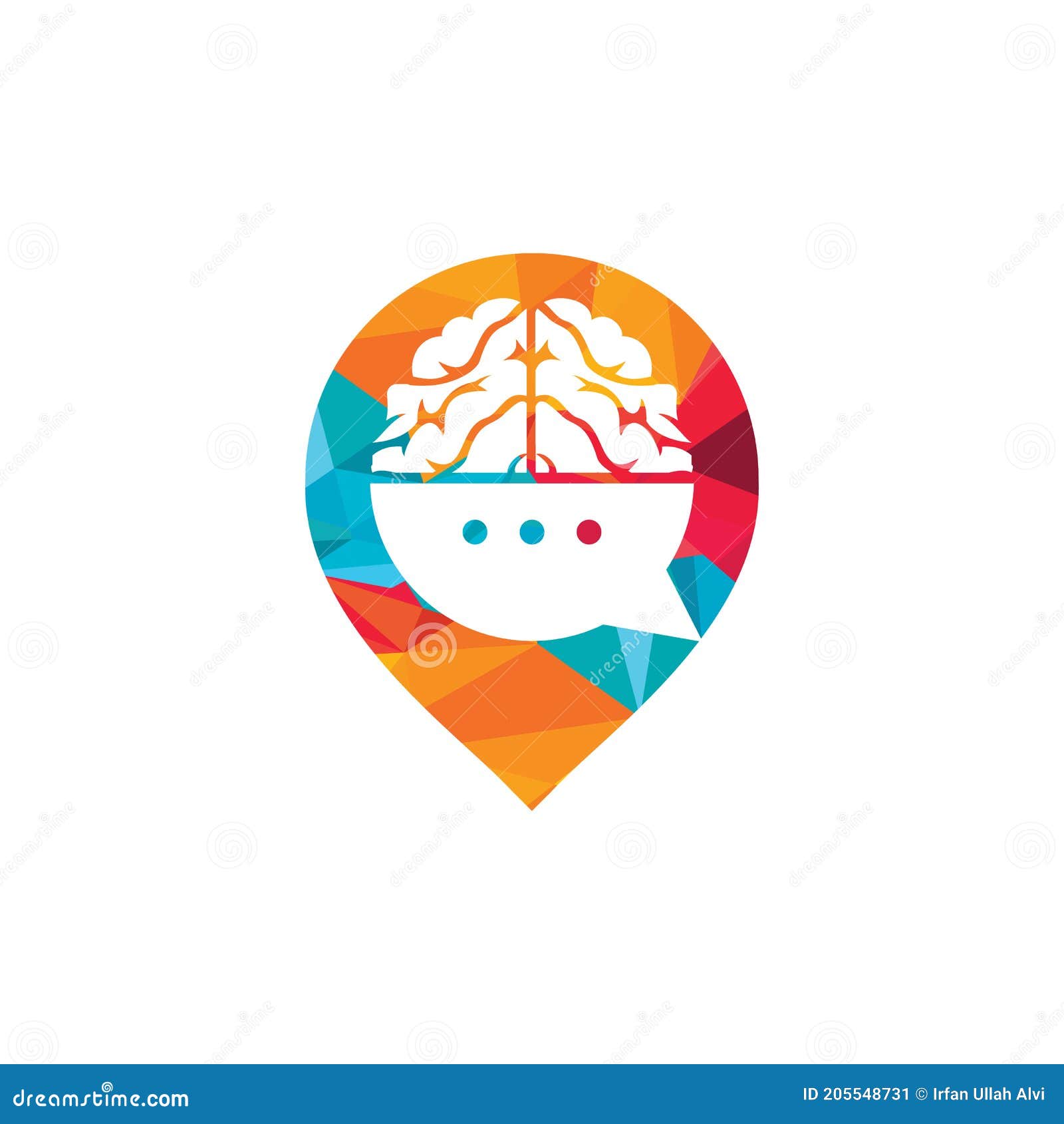 Brain Chat Vector Logo Template. Stock Vector - Illustration of ...