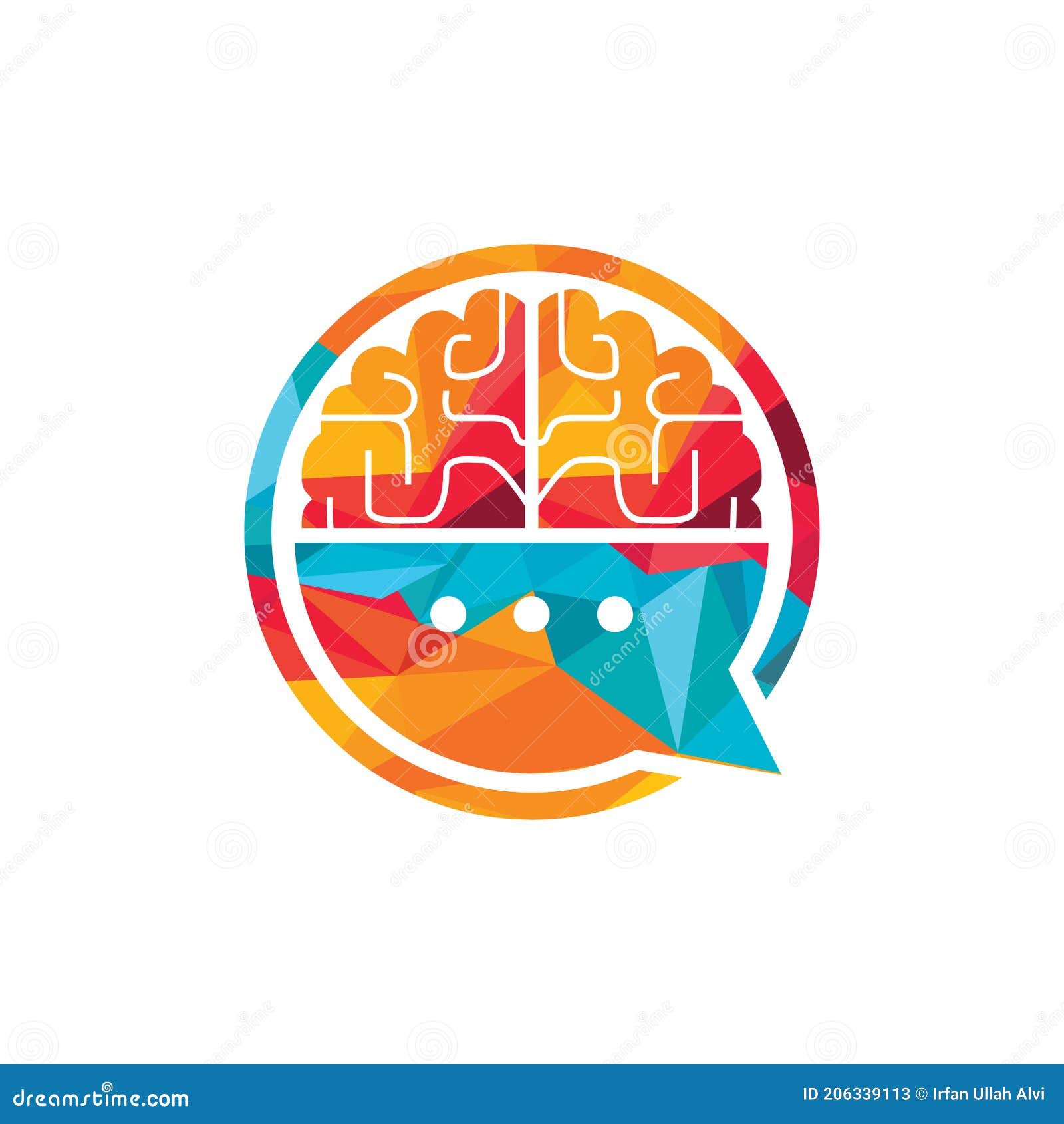 Brain Chat Vector Logo Design Template. Stock Vector - Illustration of ...