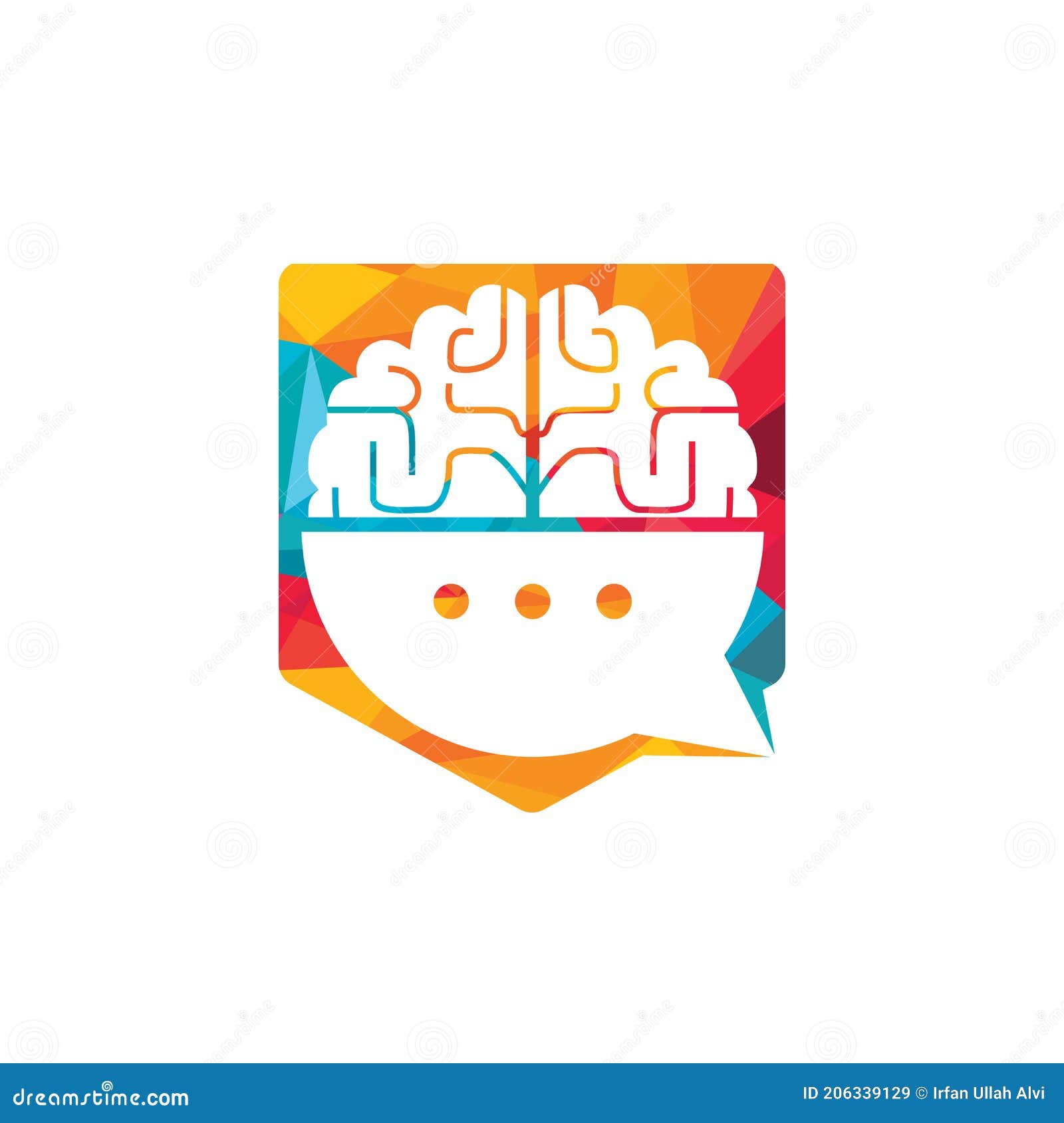 Brain Chat Vector Logo Design Template. Stock Vector - Illustration of ...