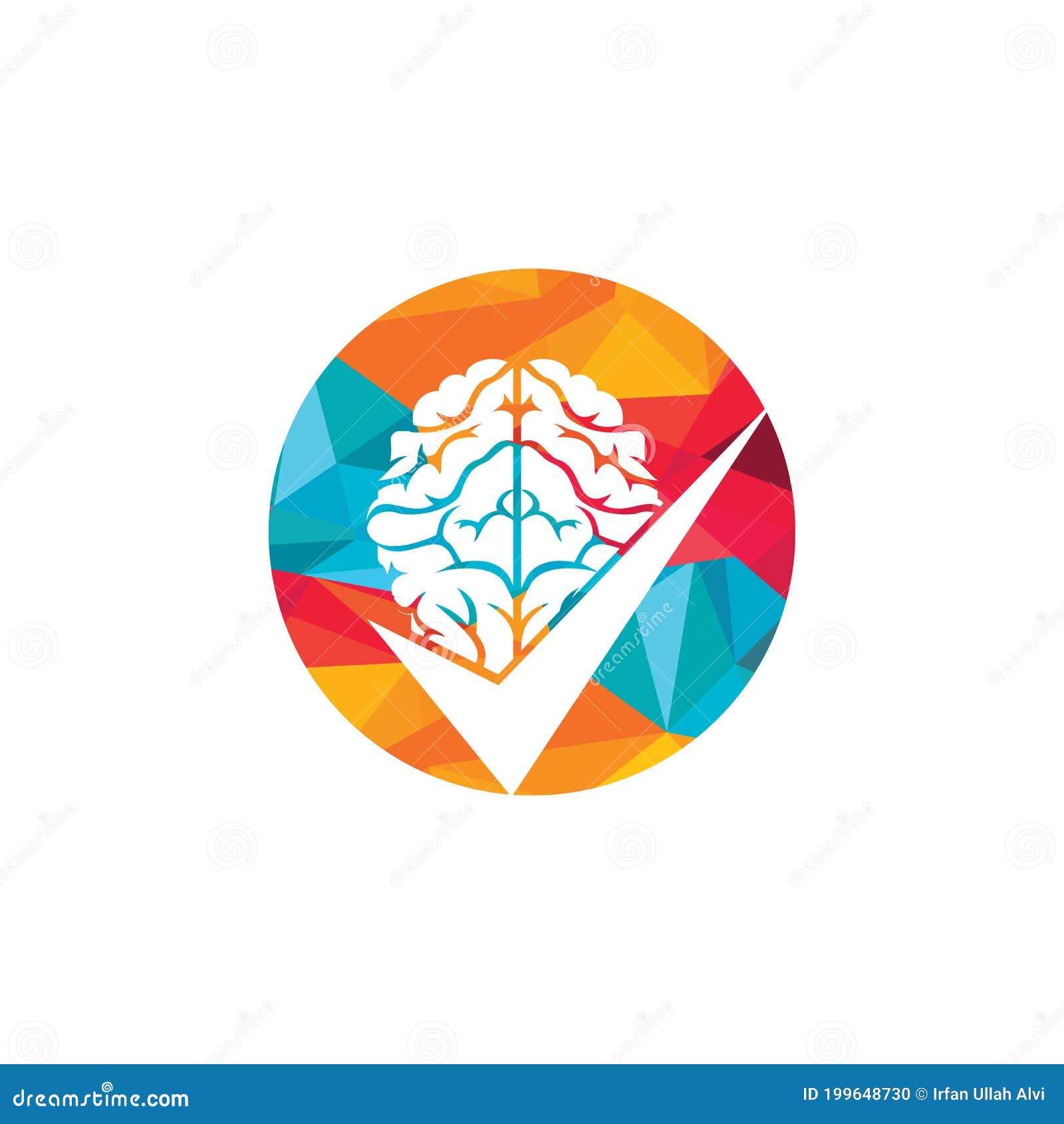 Brain Check Vector Logo Design Template. Stock Vector - Illustration of ...