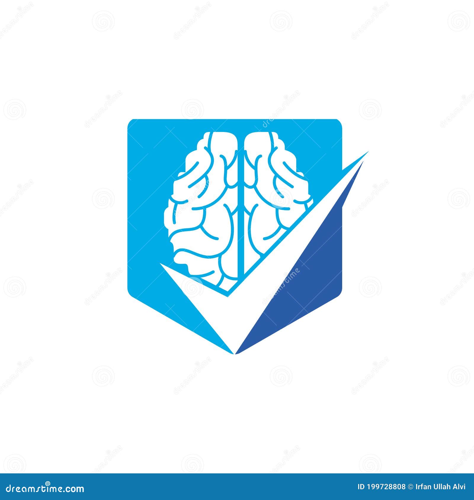 Brain Check Vector Logo Design Template. Stock Vector - Illustration of ...