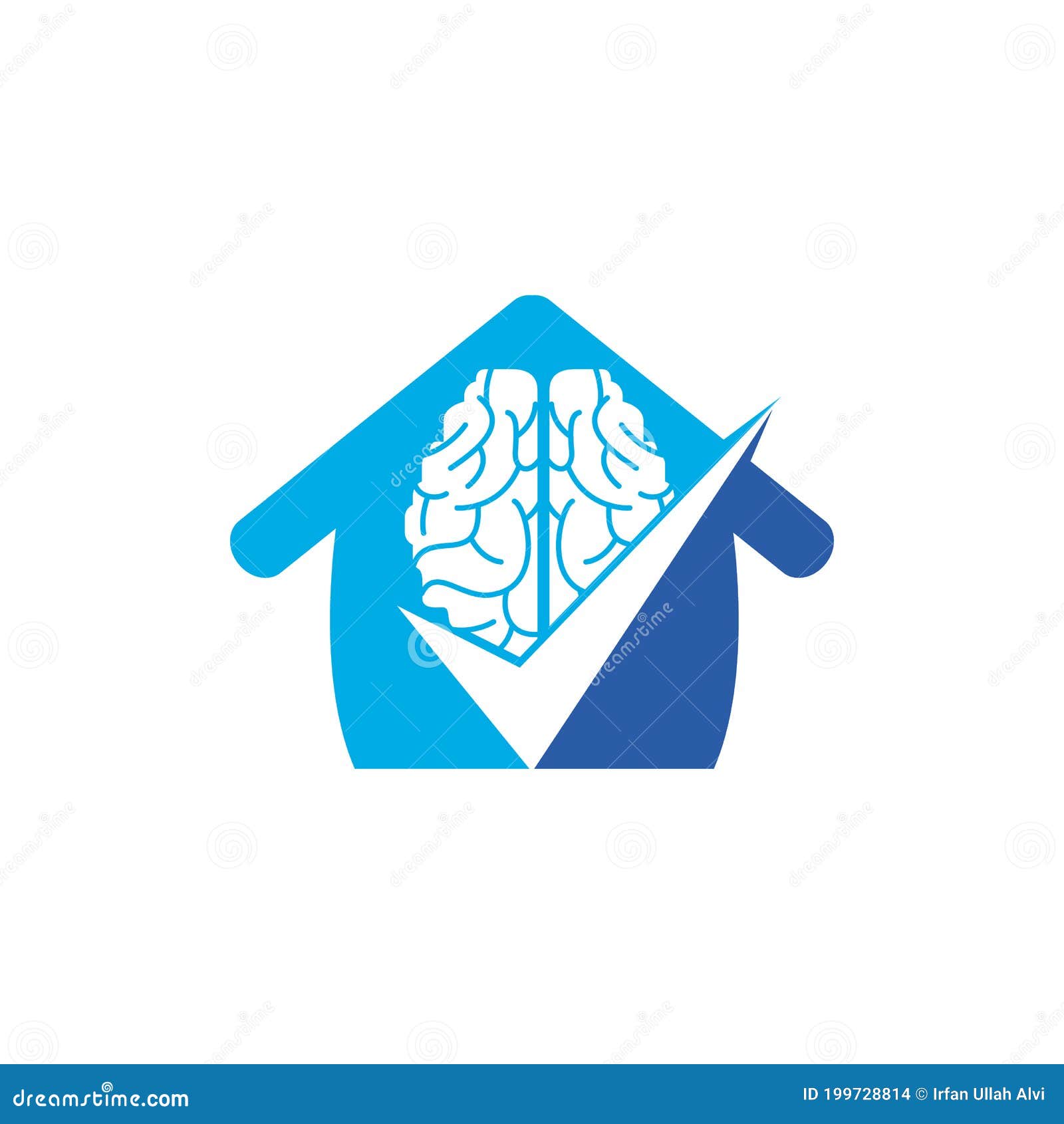 Brain Check Vector Logo Design Template. Stock Vector - Illustration of ...