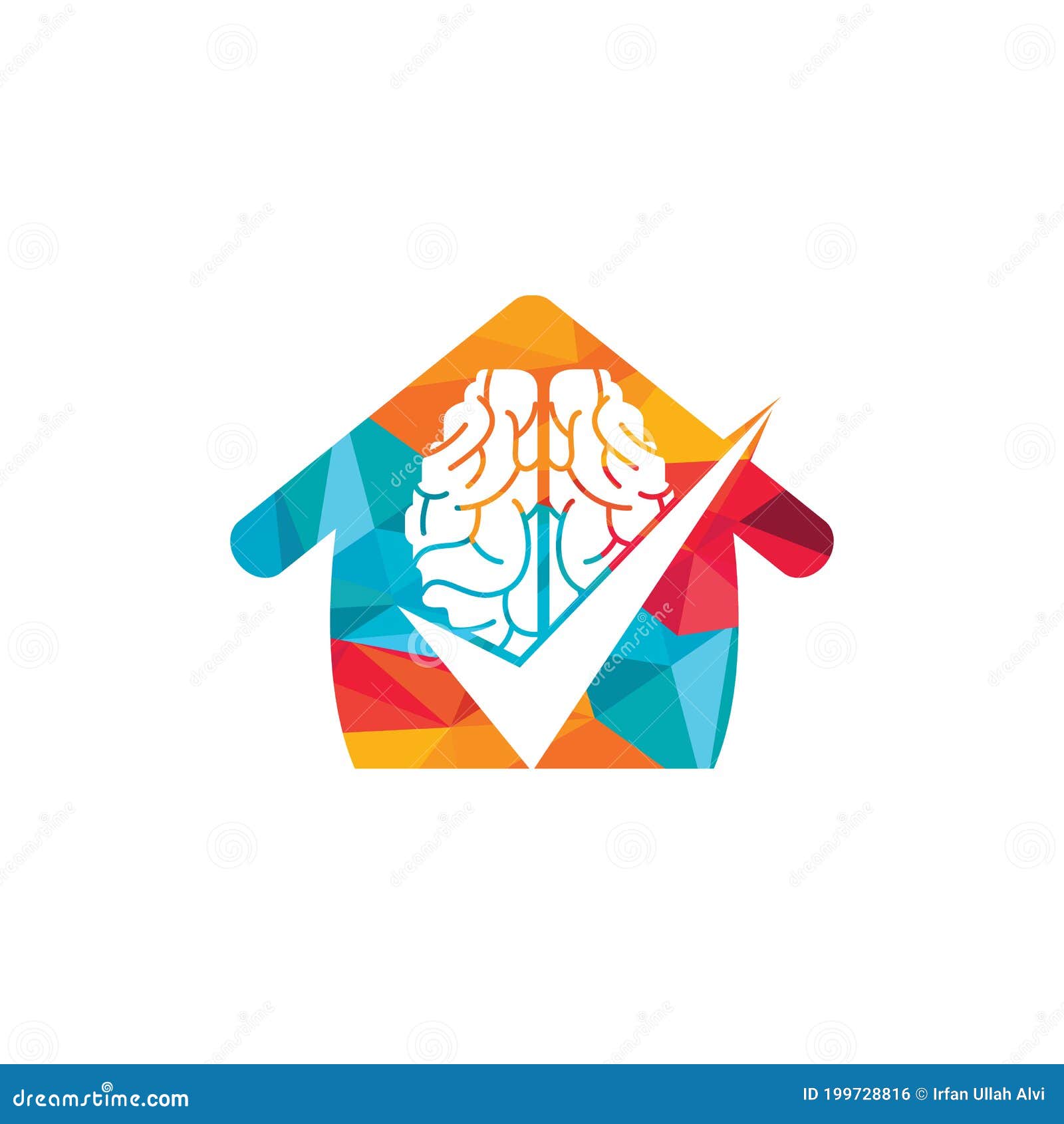 Brain Check Vector Logo Design Template. Stock Vector - Illustration of ...